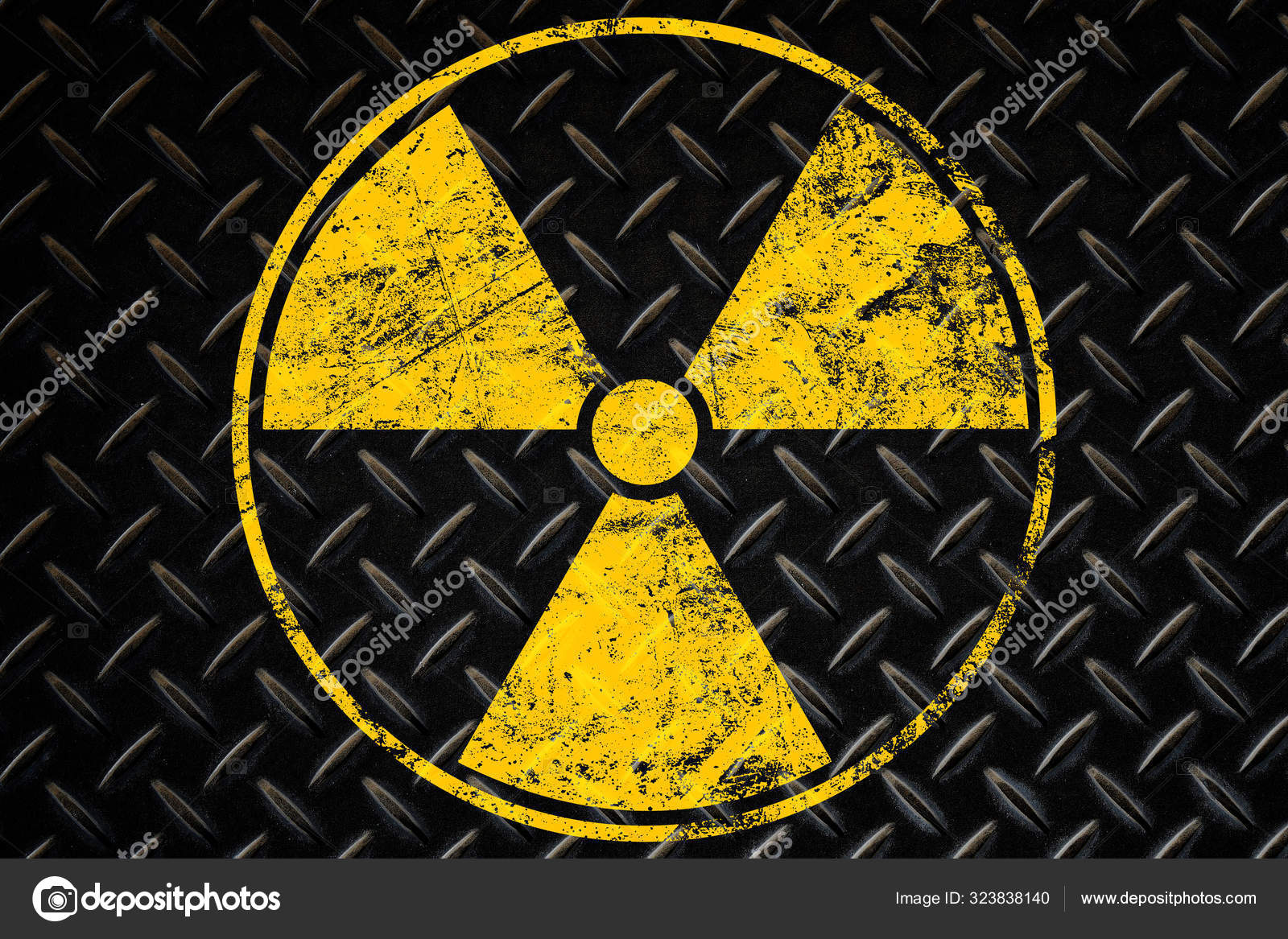 Yellow Radioactive Hazard Warning Sign Painted Grunge Black Metal Wall ...