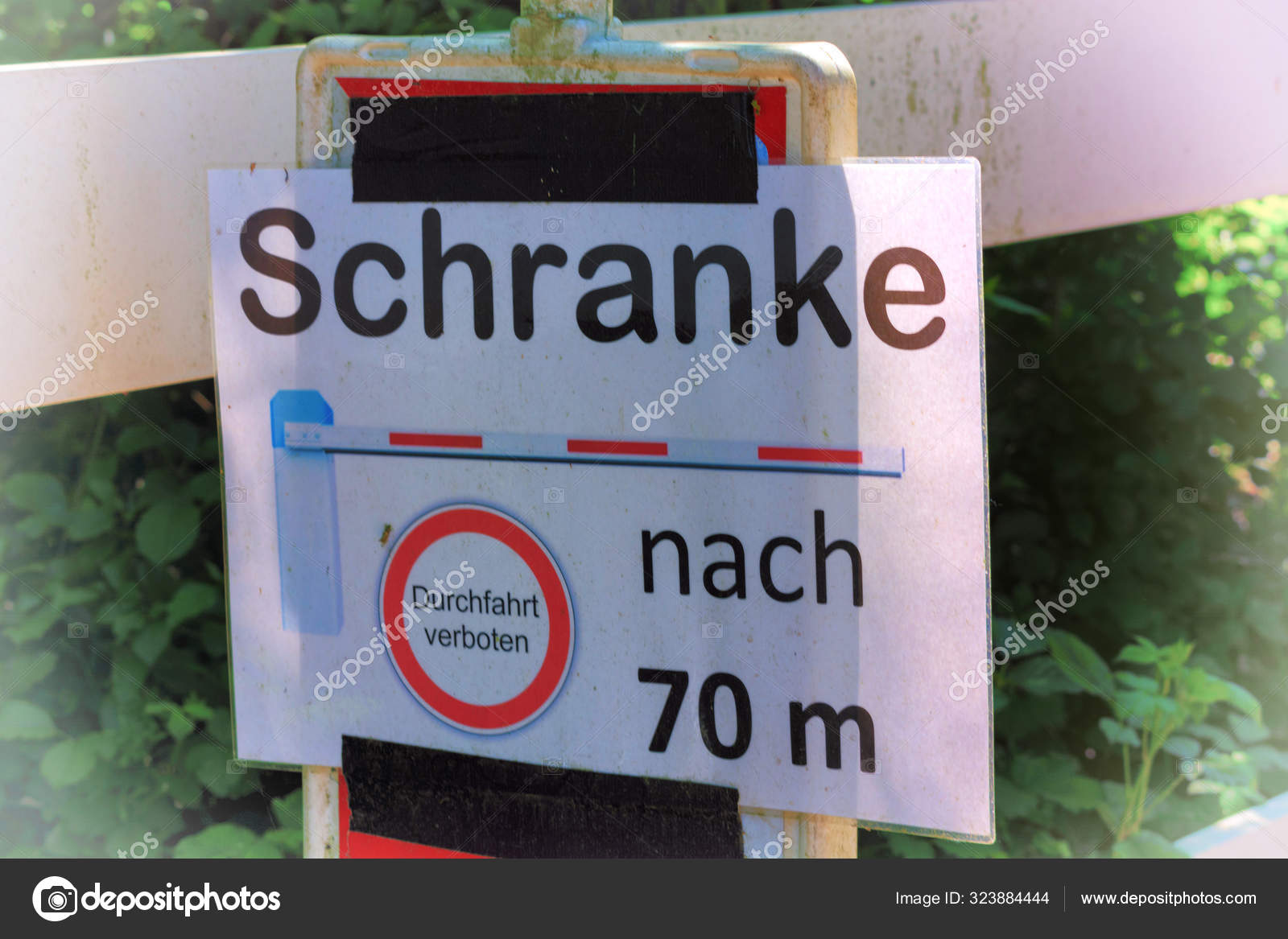 Caution Barrier Signs Traffic Signs German Inscription Caution Barrier ...