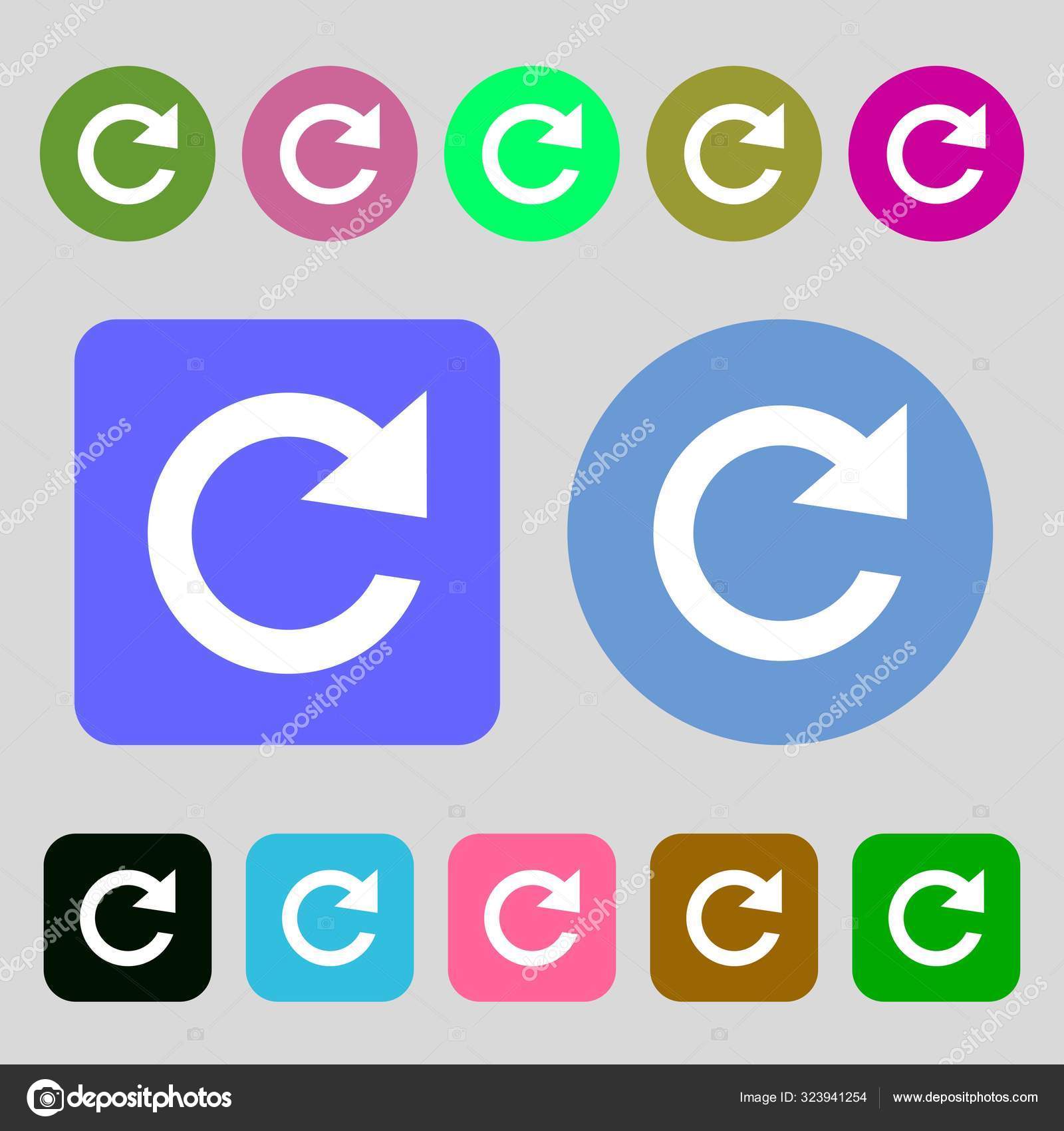 Update Sign Icon Full Rotation Arrow Symbol Colored Buttons Flat ...