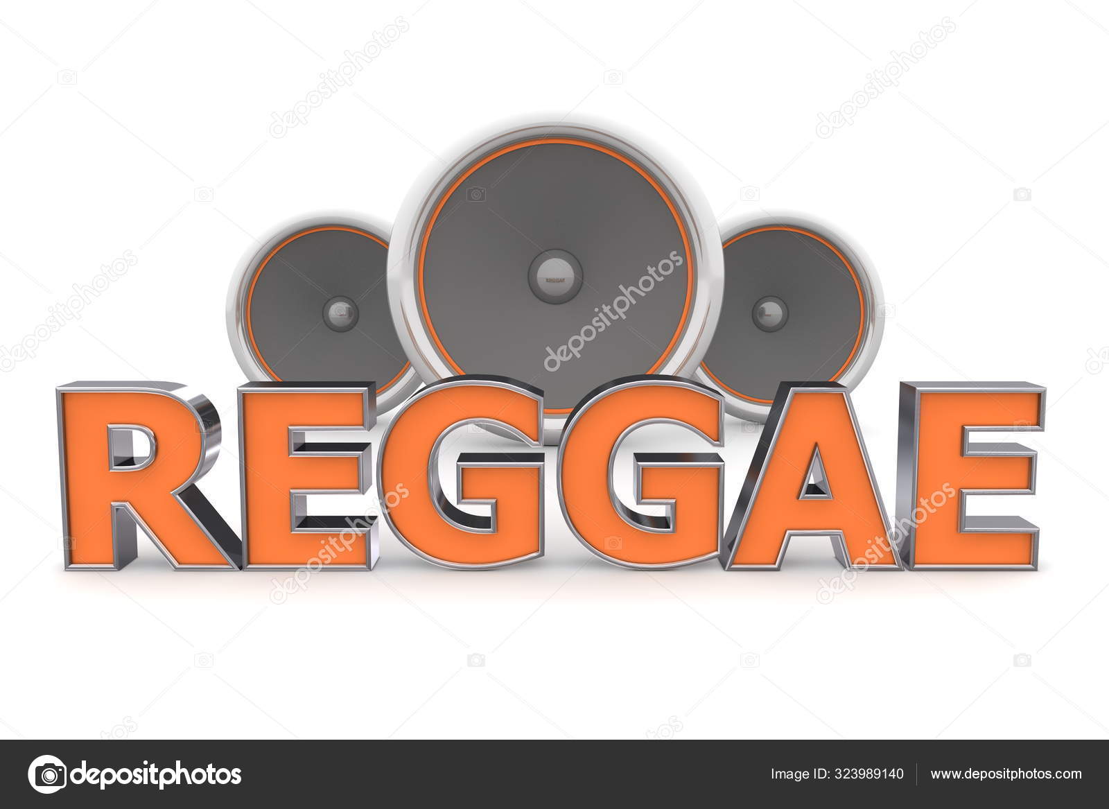 Word Reggae Three Speakers Background Orange Style Stock Illustration ...