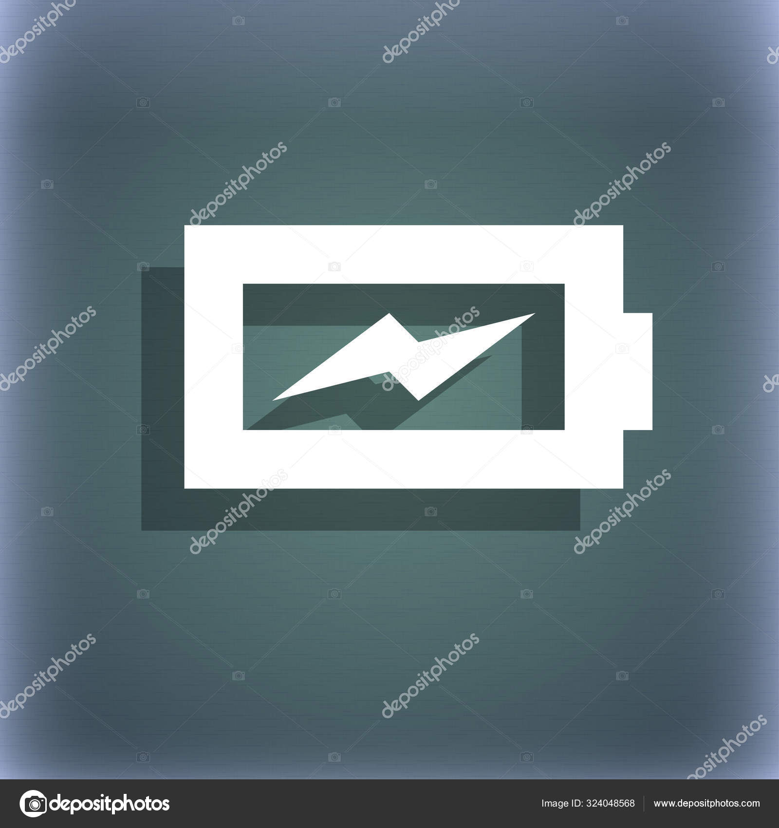 Battery Charging Icon Symbol Blue Green Abstract Background Shadow ...