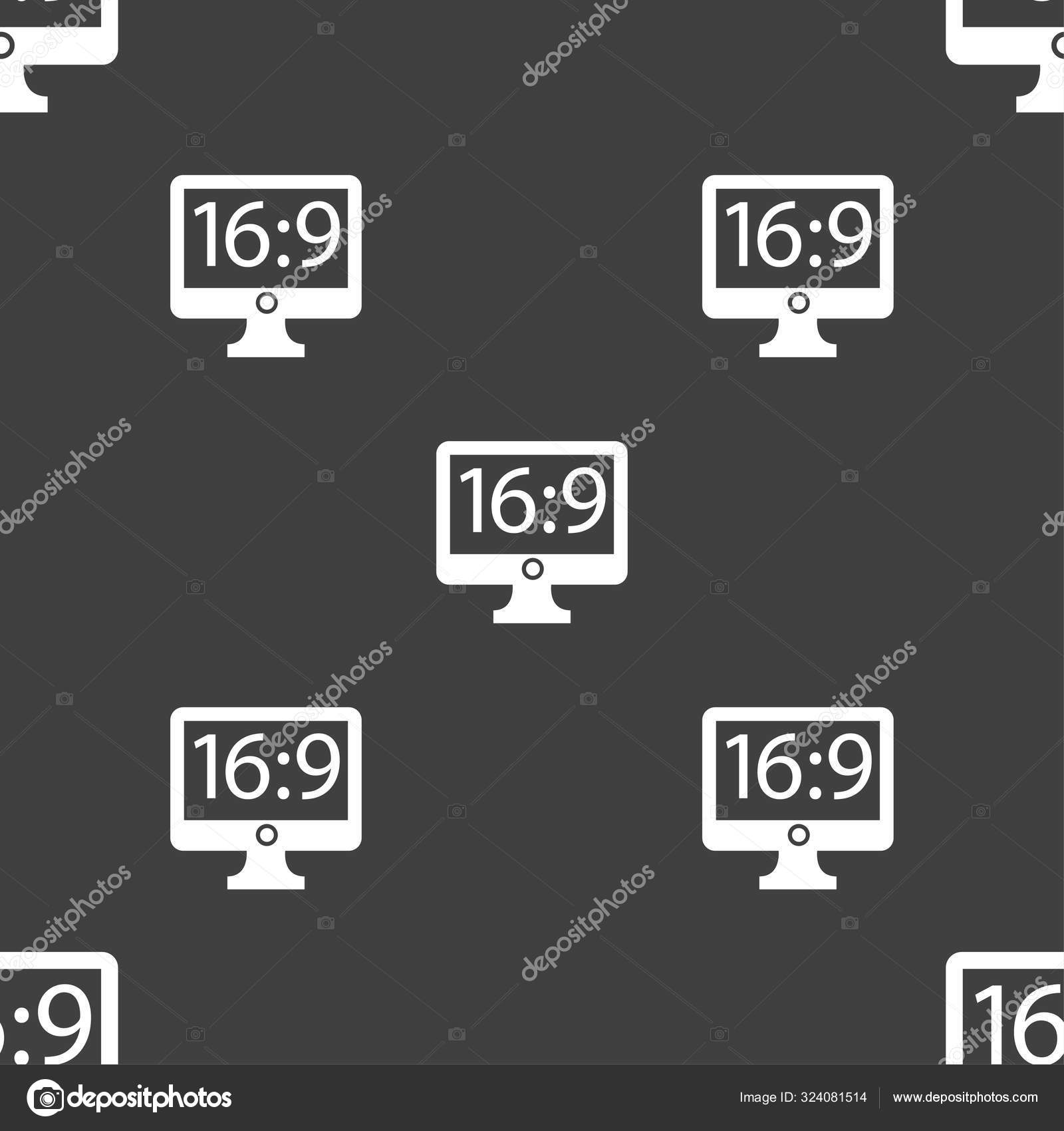 Aspect Ratio Widescreen Icon Sign Seamless Pattern Gray Background ...