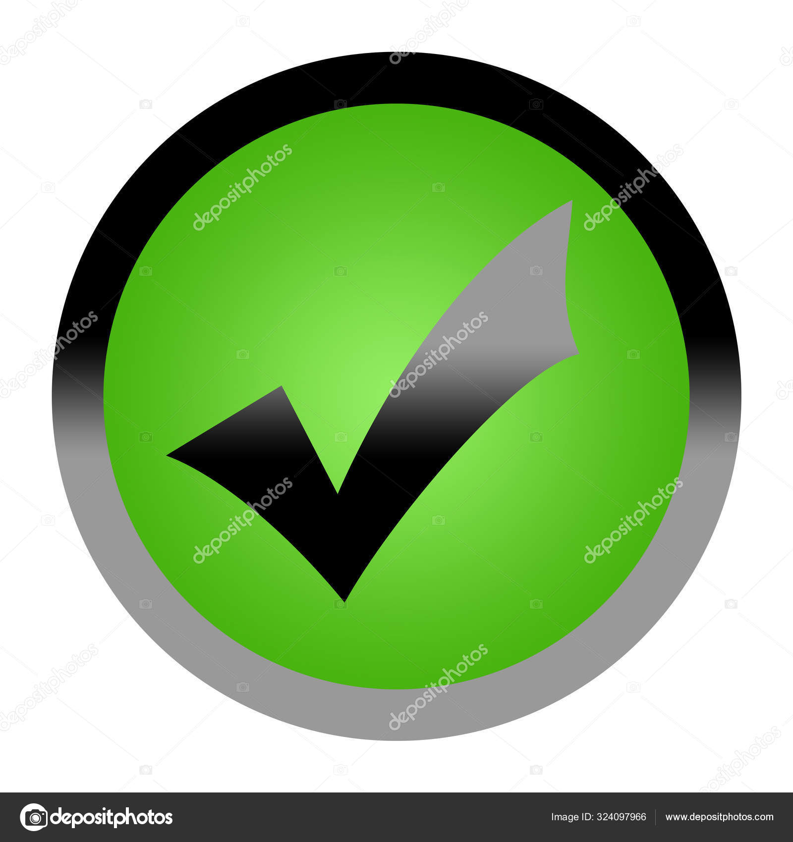 Green Tick Check Mark Button Isolated White Background Copy Space Stock ...