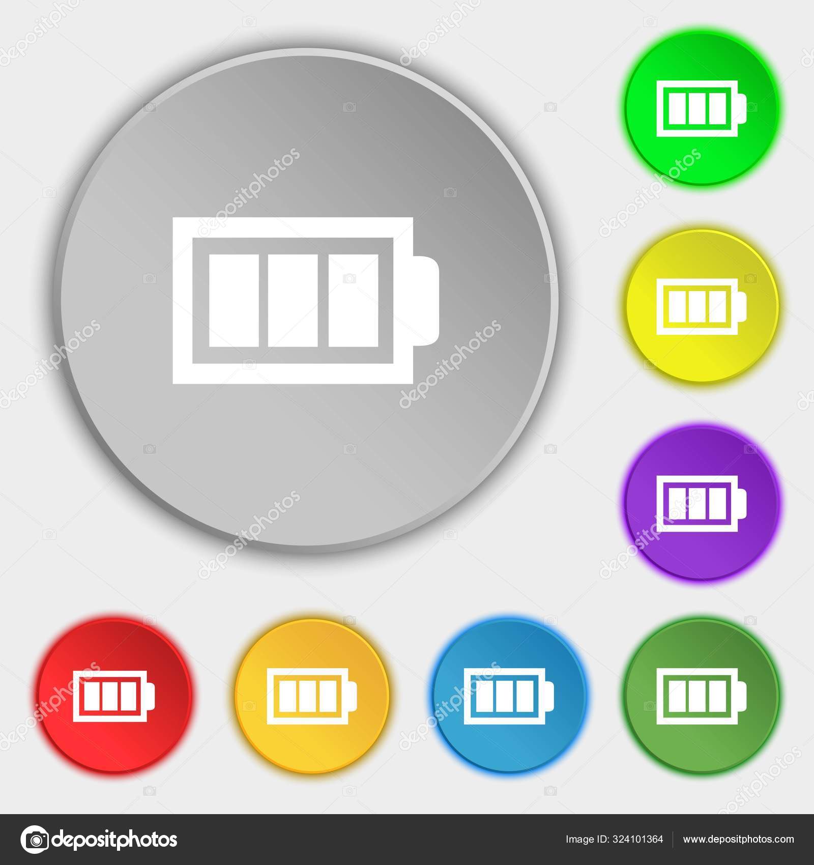 Battery Fully Charged Sign Icon Electricity Symbol Symbols Eight Flat ...