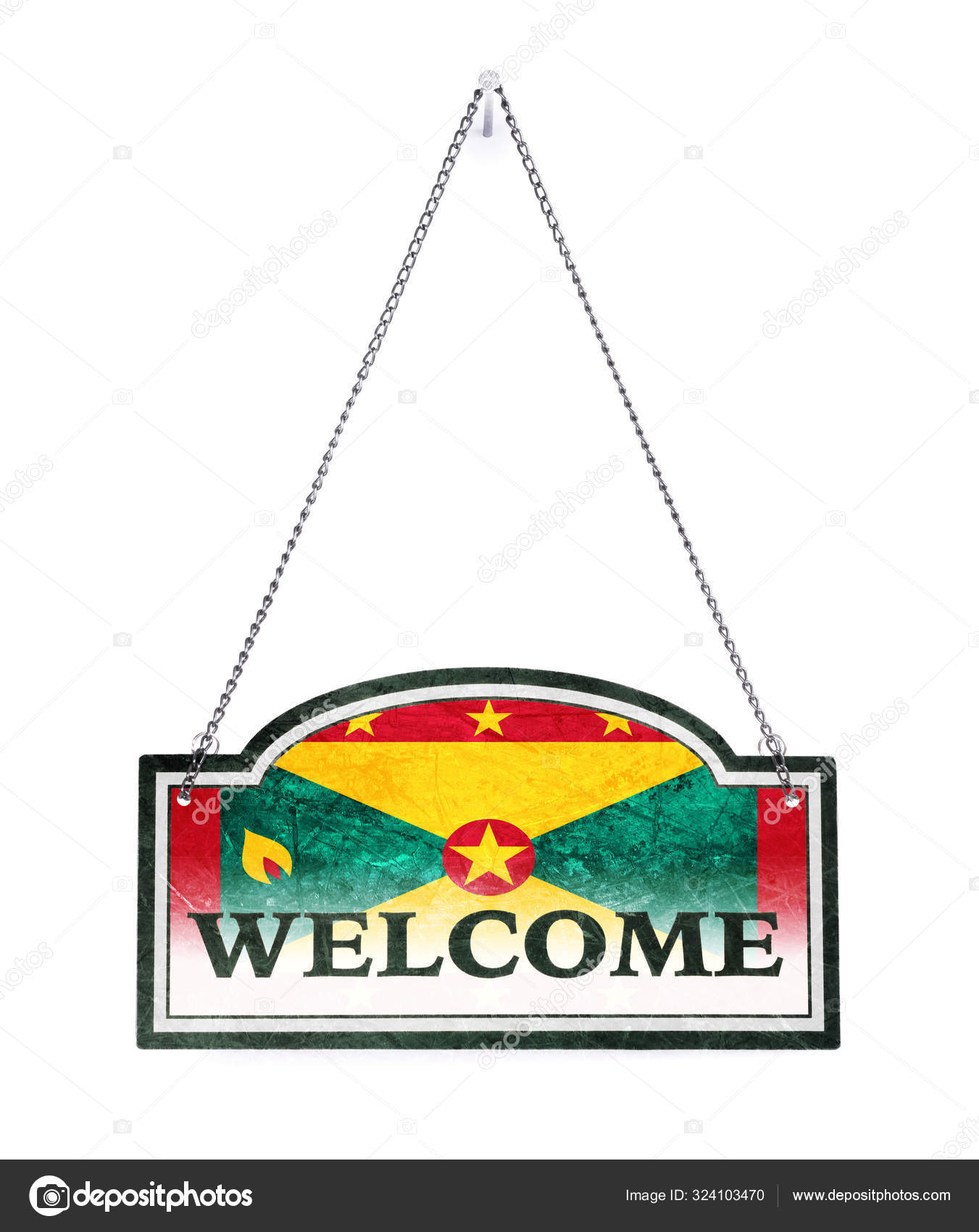Grenada Welcomes You Old Metal Sign Isolated White — Stock Photo ...