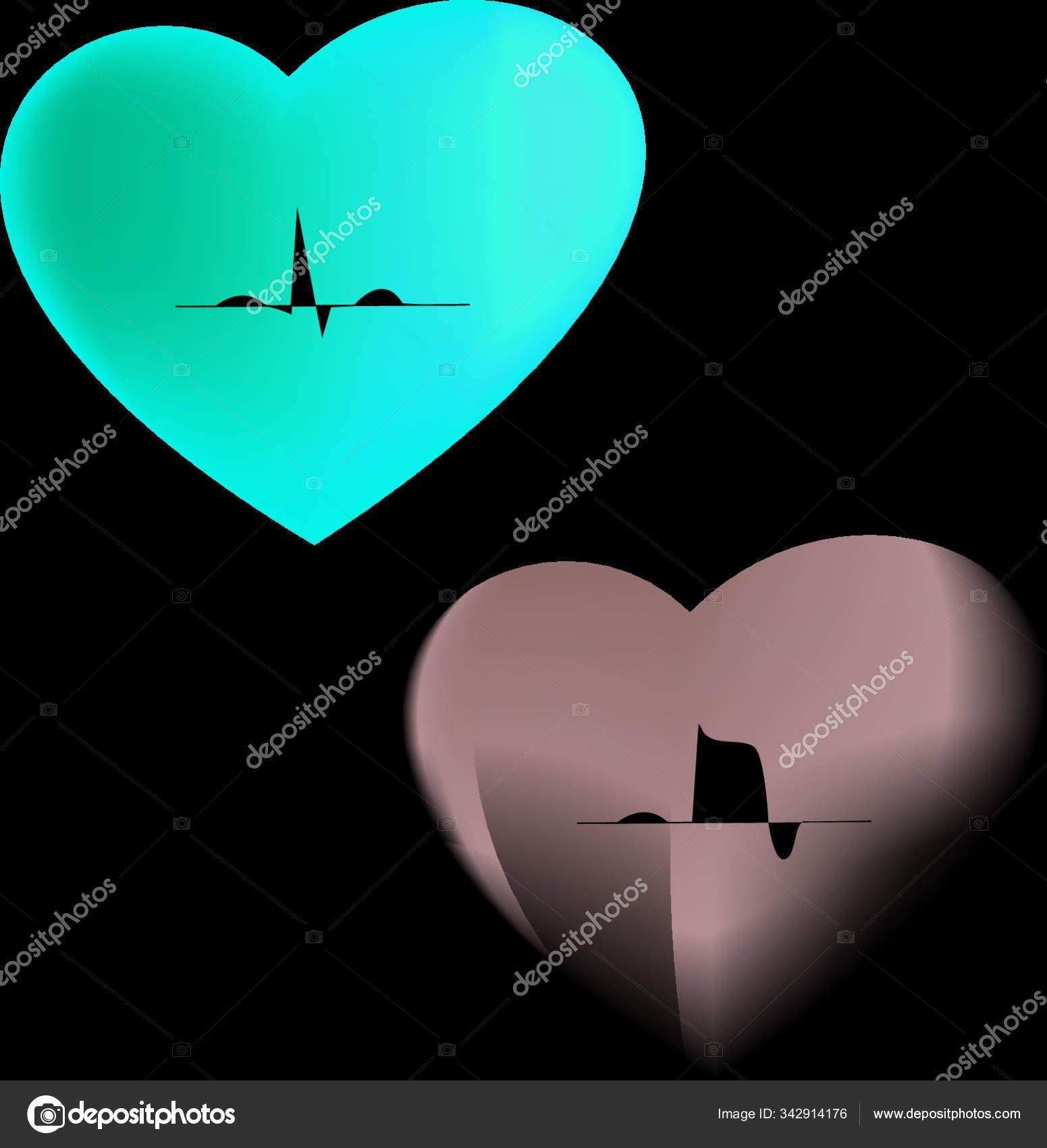 Vector Cardiogram Icon Normal Cardiac Infarction Stock Vector by ...
