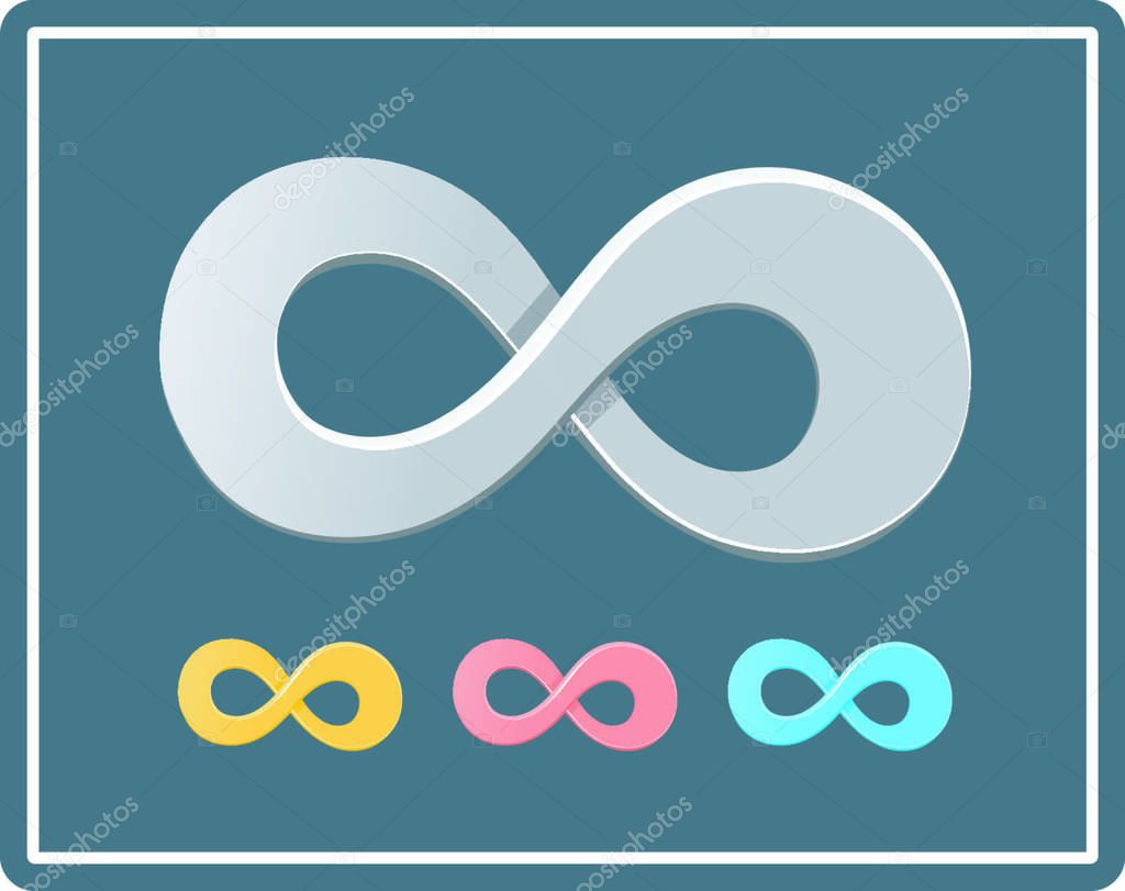 El símbolo del infinito. Ilustración vectorial en diferentes versiones ...