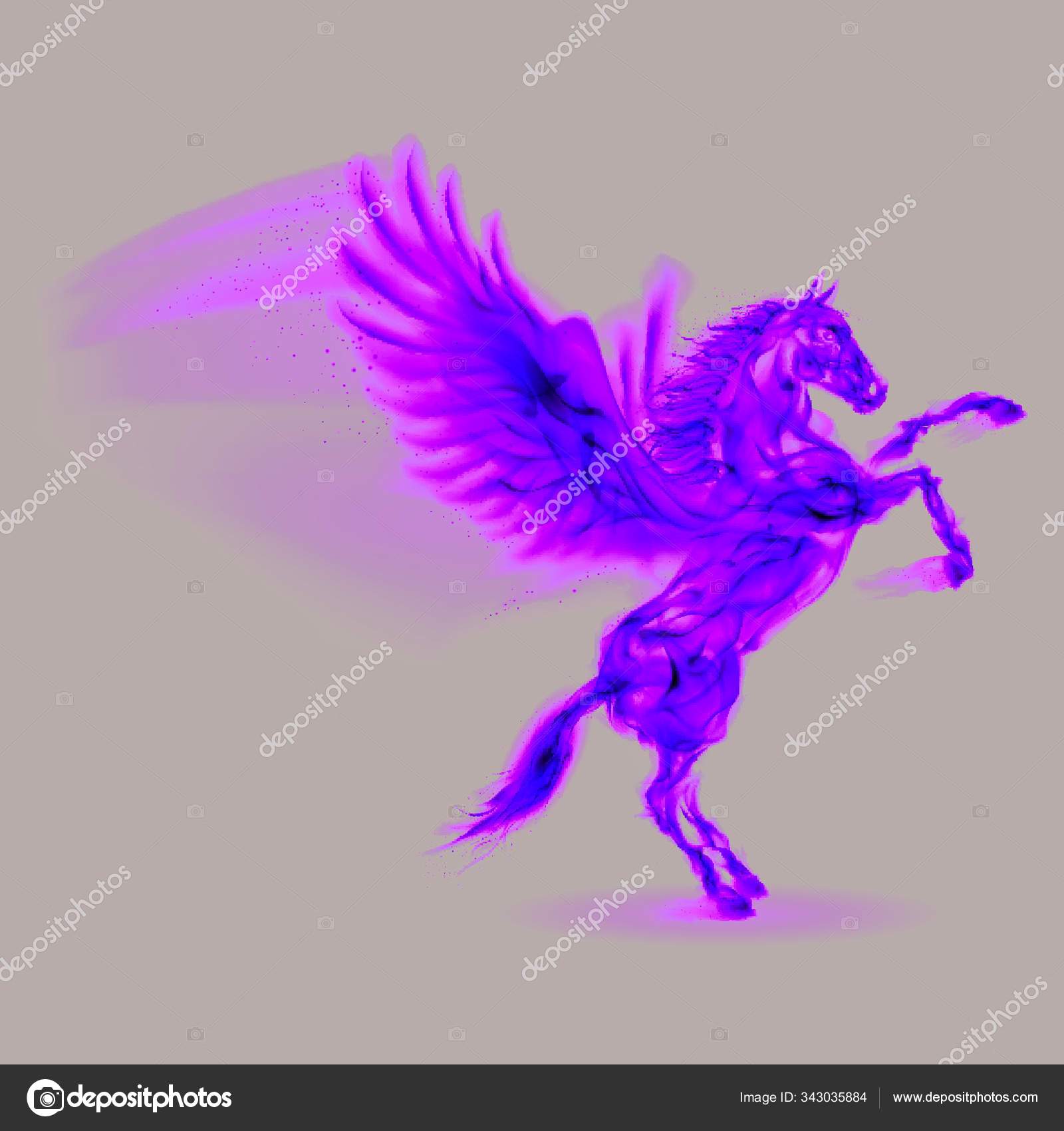 Green Fire Pegasus Rearing Illustration Black Background Stock Vector ...