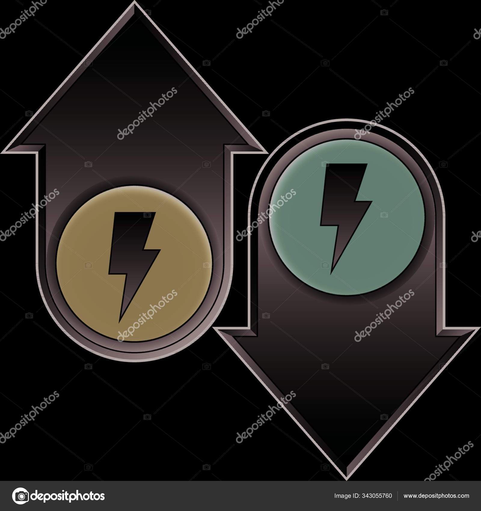 Icono Del Rayo Los Botones Flecha Arriba Abajo Vector de Stock de ...