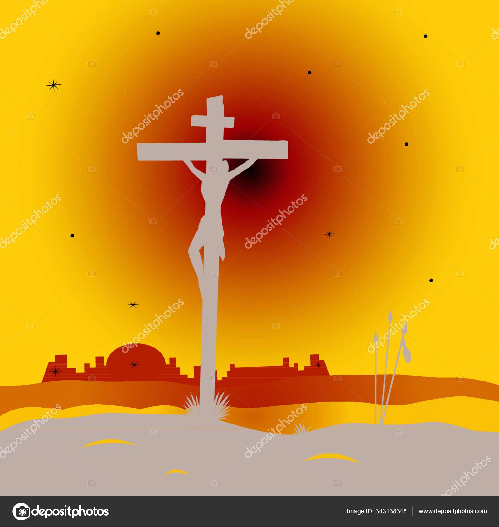 Easter Calvary Scene Cross Dark Night Crucifixion Jesus Christ Vector ...