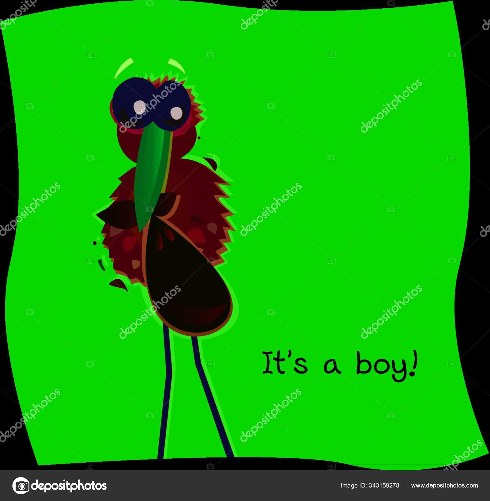 Cartoon Stork Pink Background Vector Illustration Stock Vector Image by ...