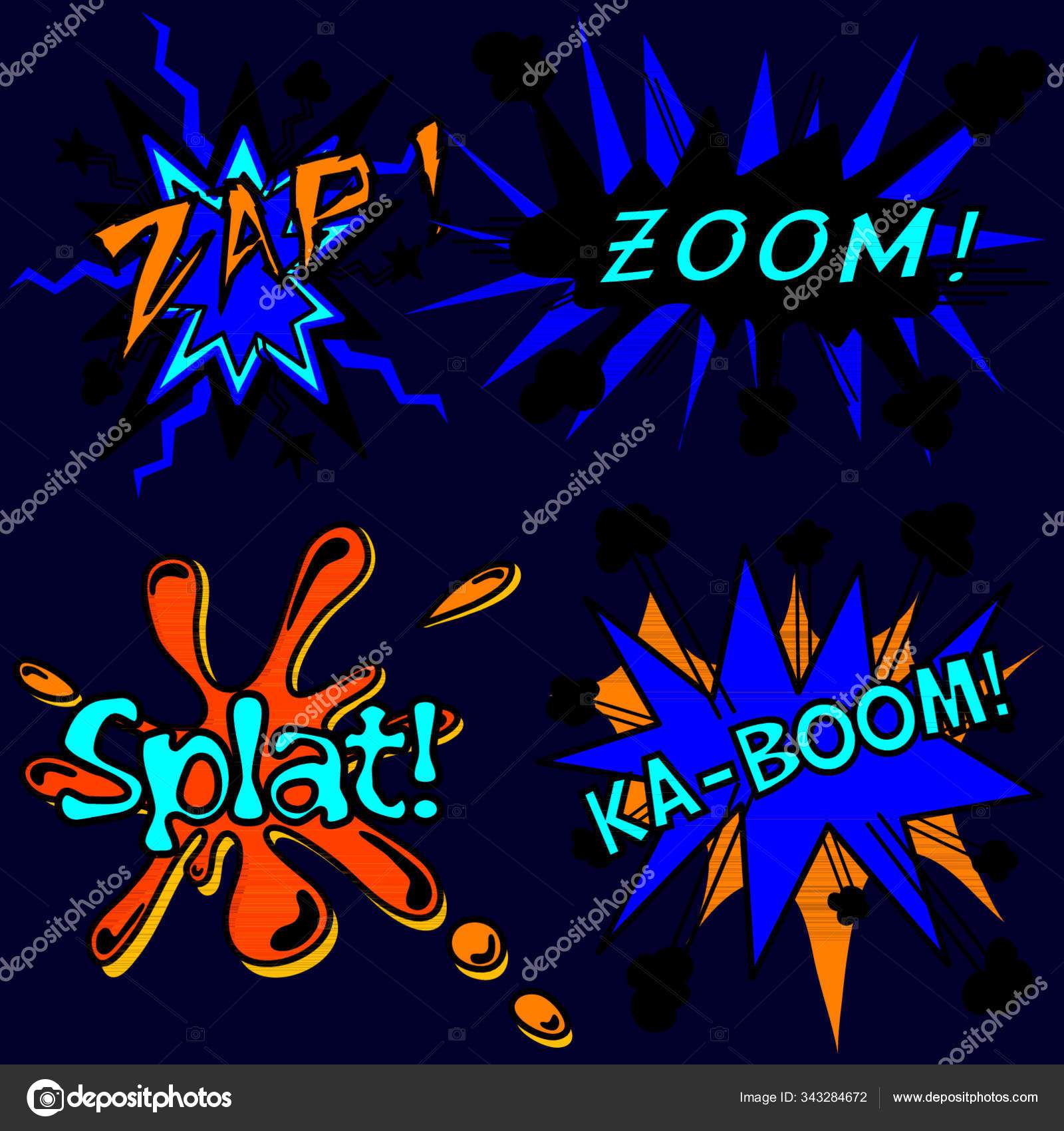 Comic Book Inspired Expressions Explosions Stock Illustration by ...