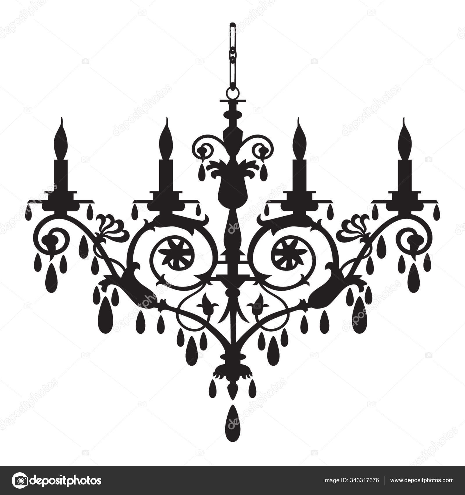Baroque Candlestick Silhouette White Background Full Scalable Vector ...