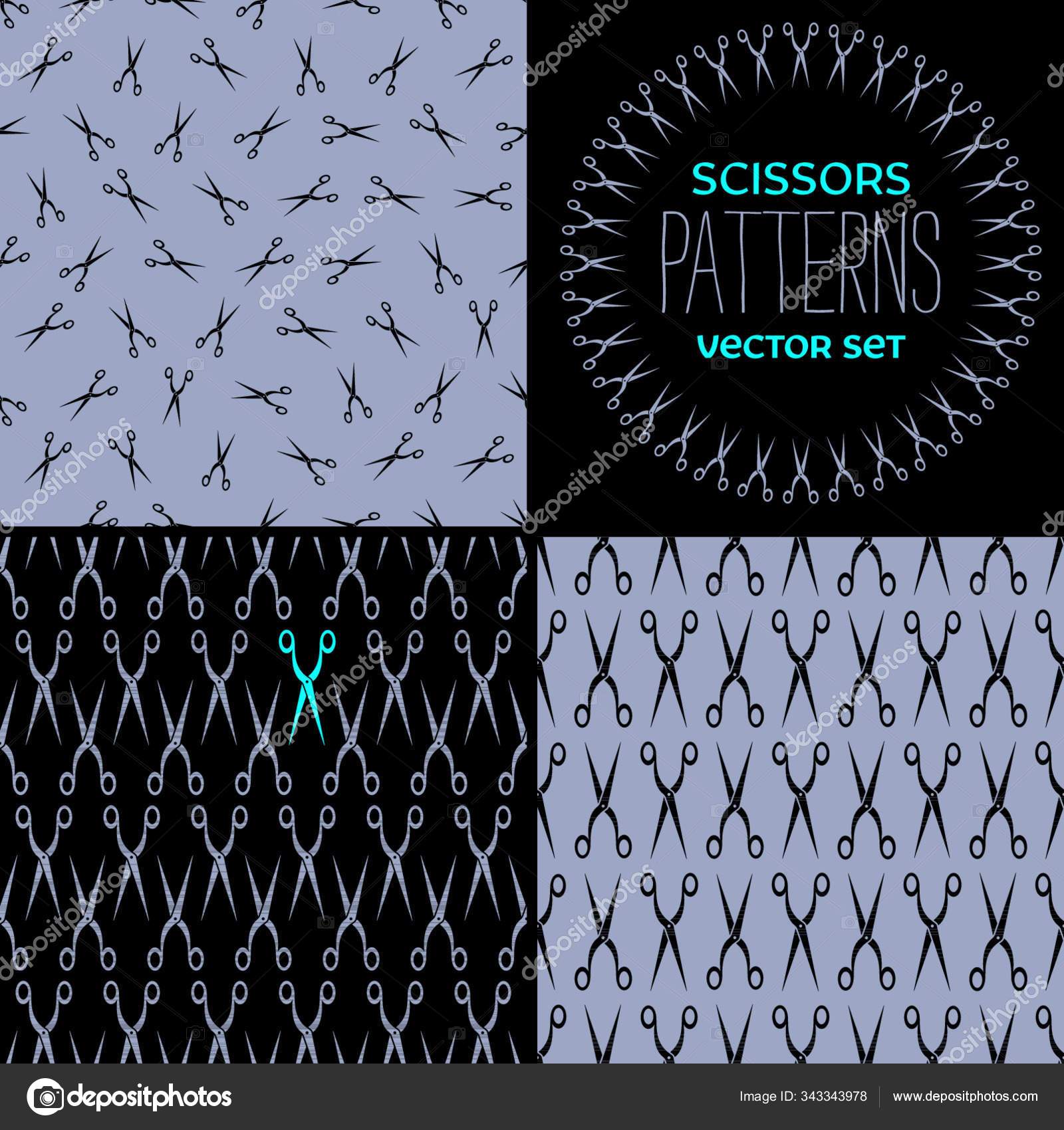 Set Monochrome Scissors Backgrounds Vector Patterns Eps Stock Vector ...