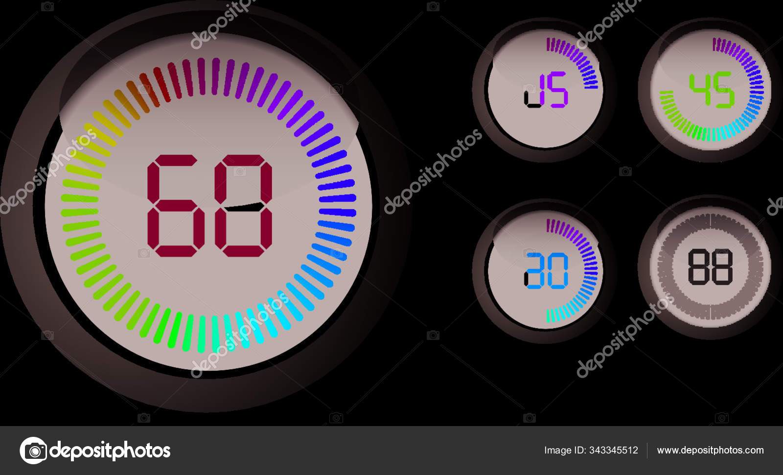 Vector Digital Countdown Timer Isolated White Backgroundigital ...