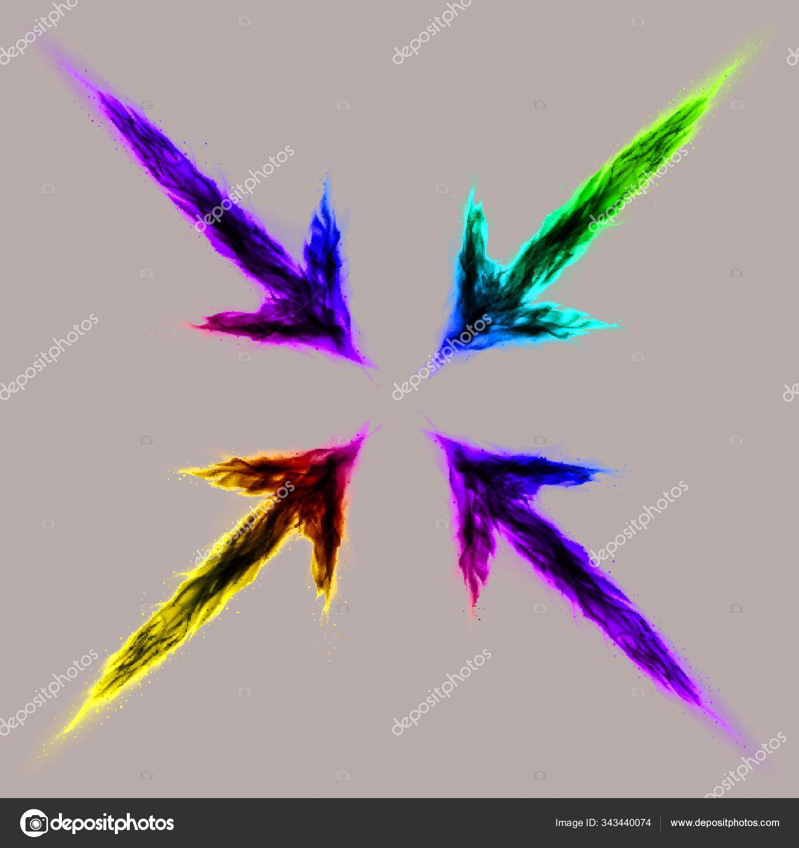Four Colorful Fire Arrows Directed Centre Illustration Black Background ...
