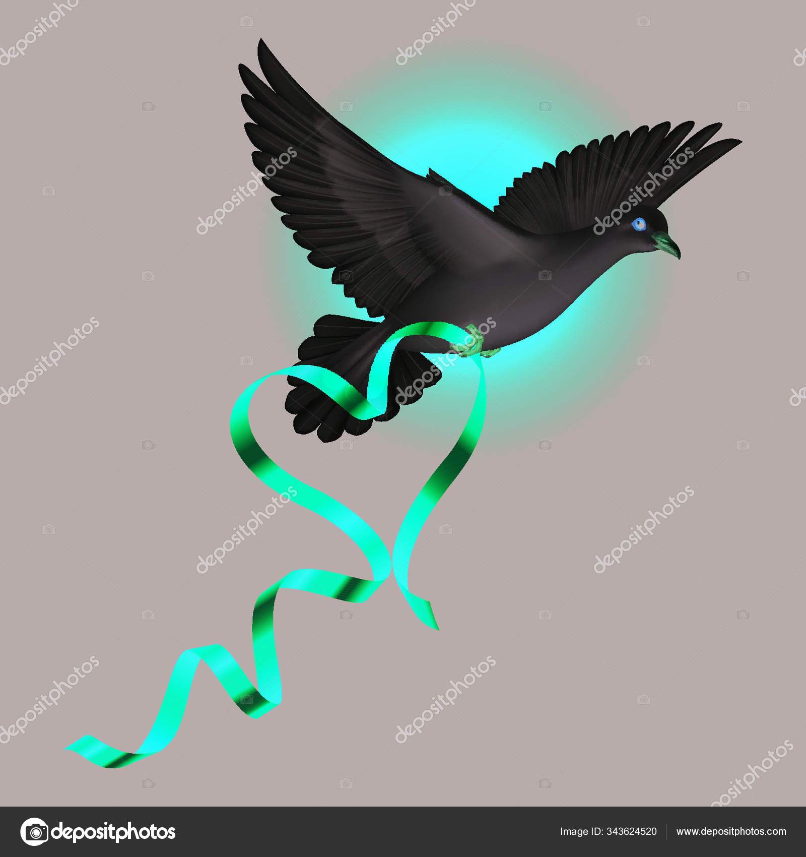 White Dove Red Ribbon Dark Background Stock Vector Image by ©YAYImages ...