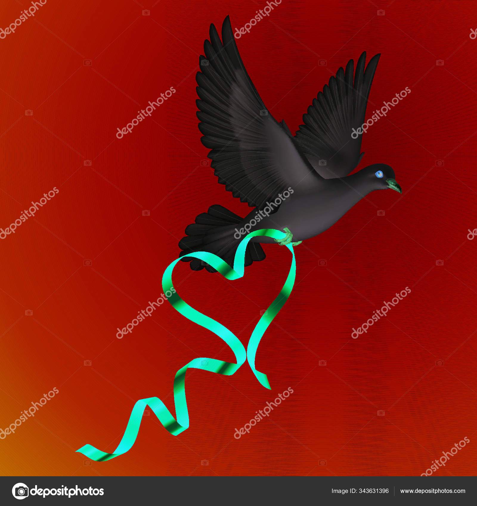 White Dove Red Ribbon Blue Background Stock Vector Image by ©YAYImages ...