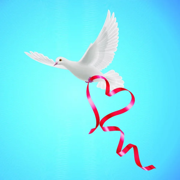 White Dove Red Ribbon White Background Stock Vector Image by ...