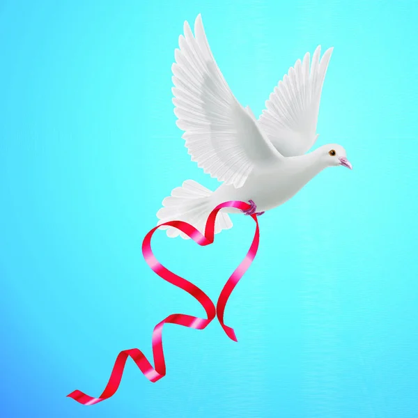 White Dove Red Ribbon White Background Stock Vector Image by ...