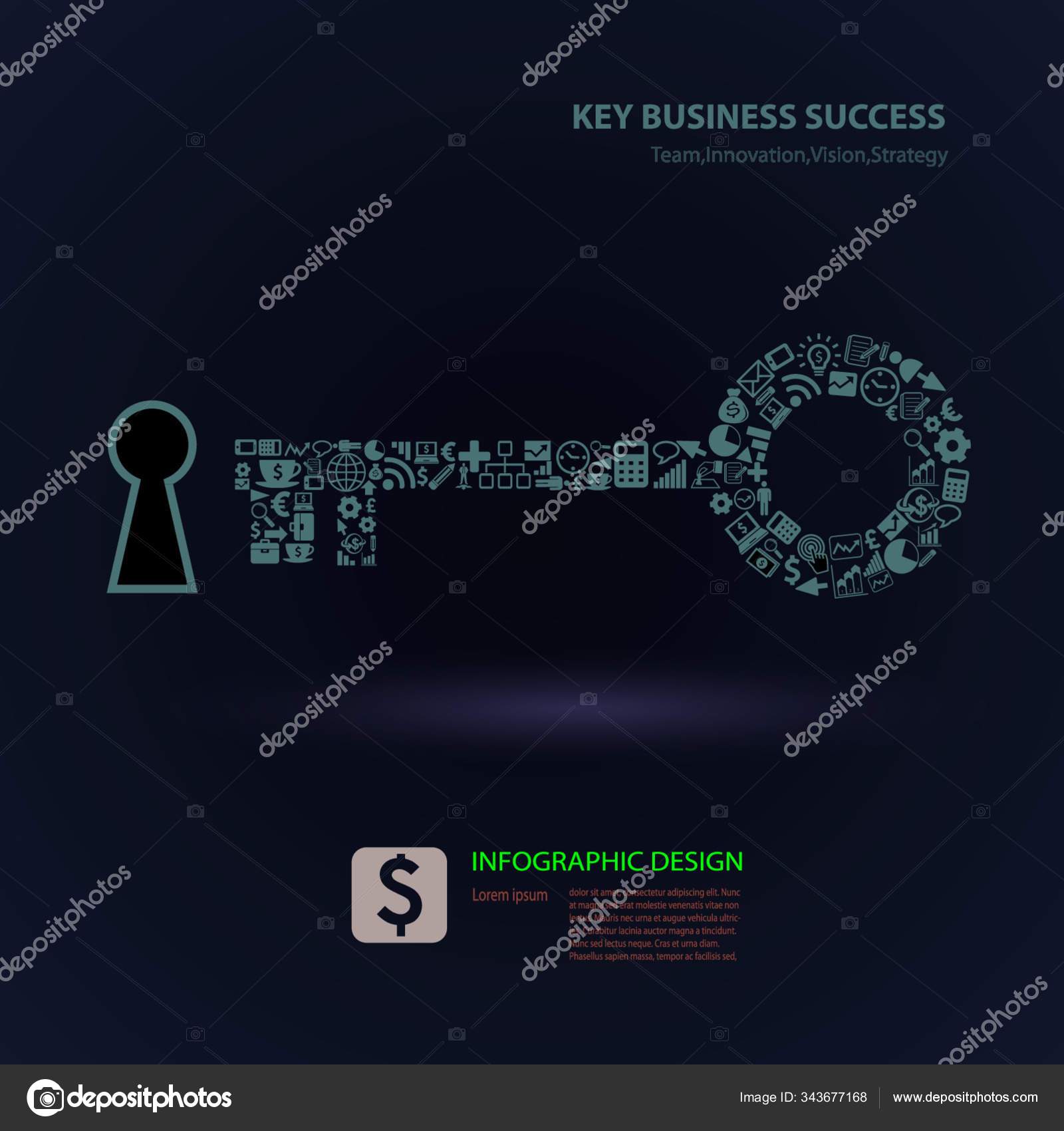 Keys Icons Business Background Business Success Concept Stock Vector ...