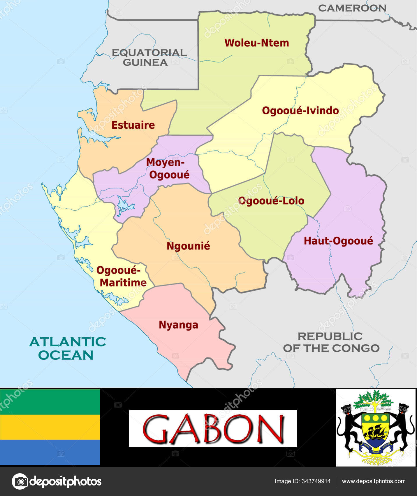 Gabun Spaltet Farbvektorillustration Stock-Vektorbild von ©YAYImages 343749914