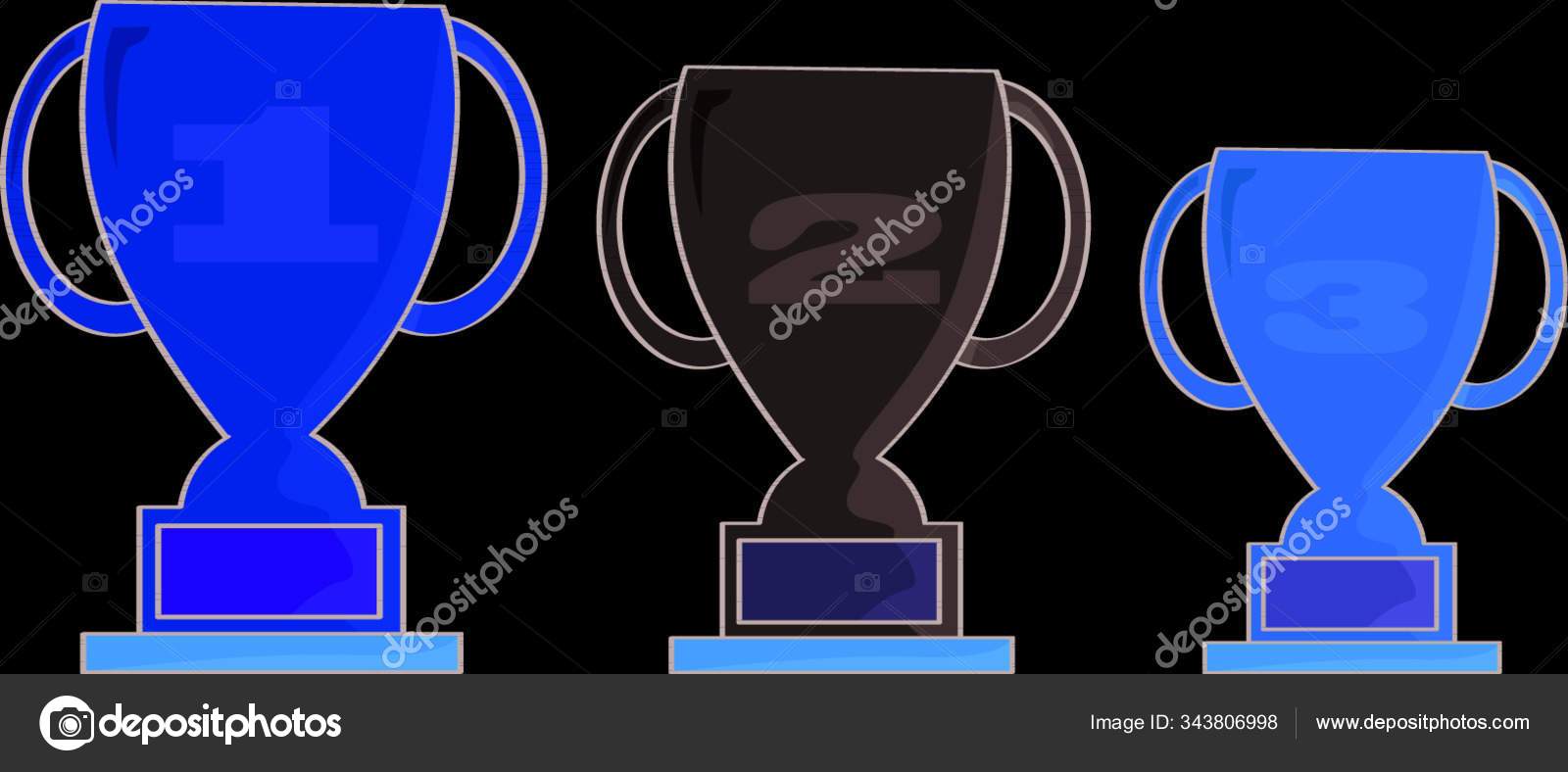Cartoon Illustration Three Trophies Awarded Top Finish Sporting Event ...