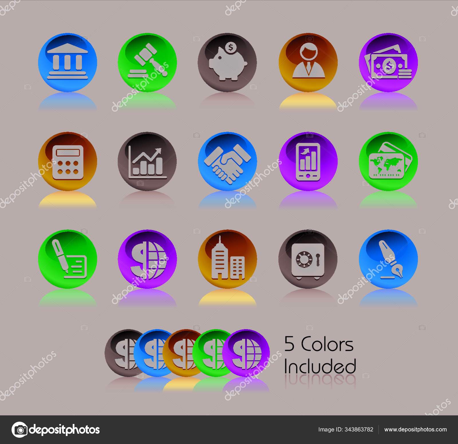 Includes Color Versions Each Icon Different Layers Stock Vector Image ...