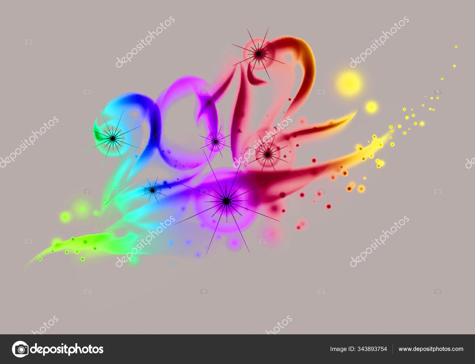 Twenty Twelve Year Abstract Glowing Illustration Black Background Stock ...