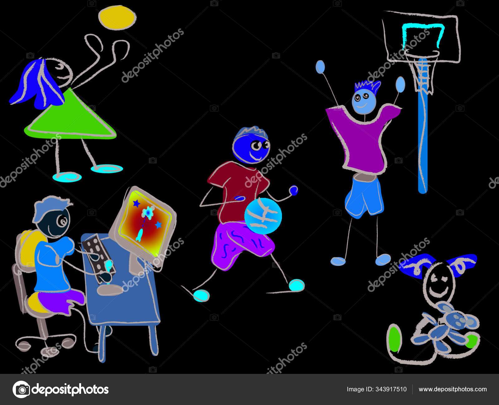 Cartoon Sport Kids White Background Vector Illustration Stock Vector ...