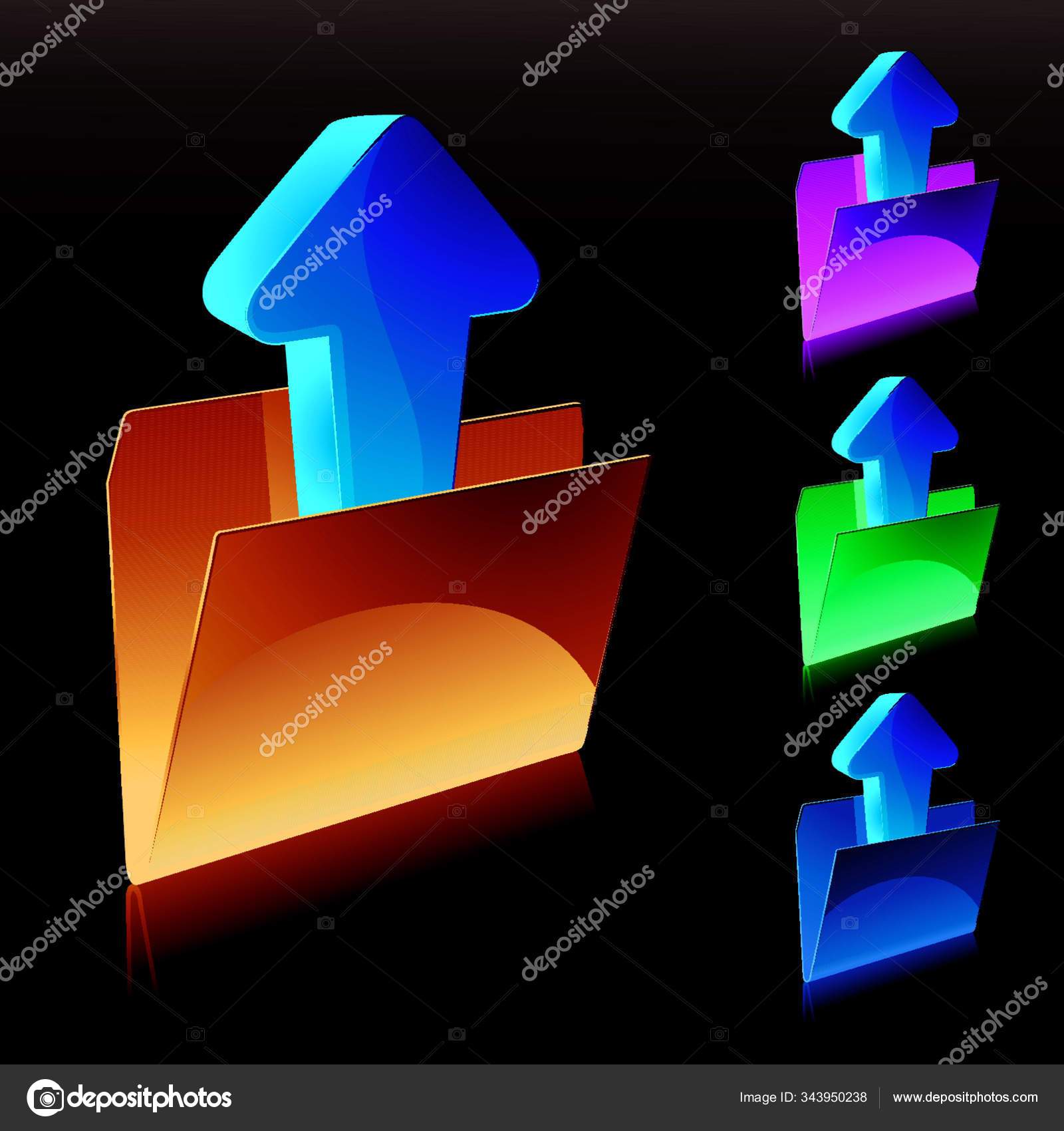 Set Colorful Upload Folder Icon Stock Illustration by ©YAYImages #343950238