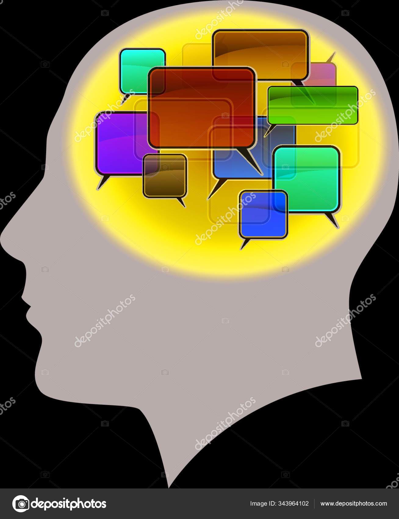 Man Head Sms Illustration White Background Stock Vector Image by ...