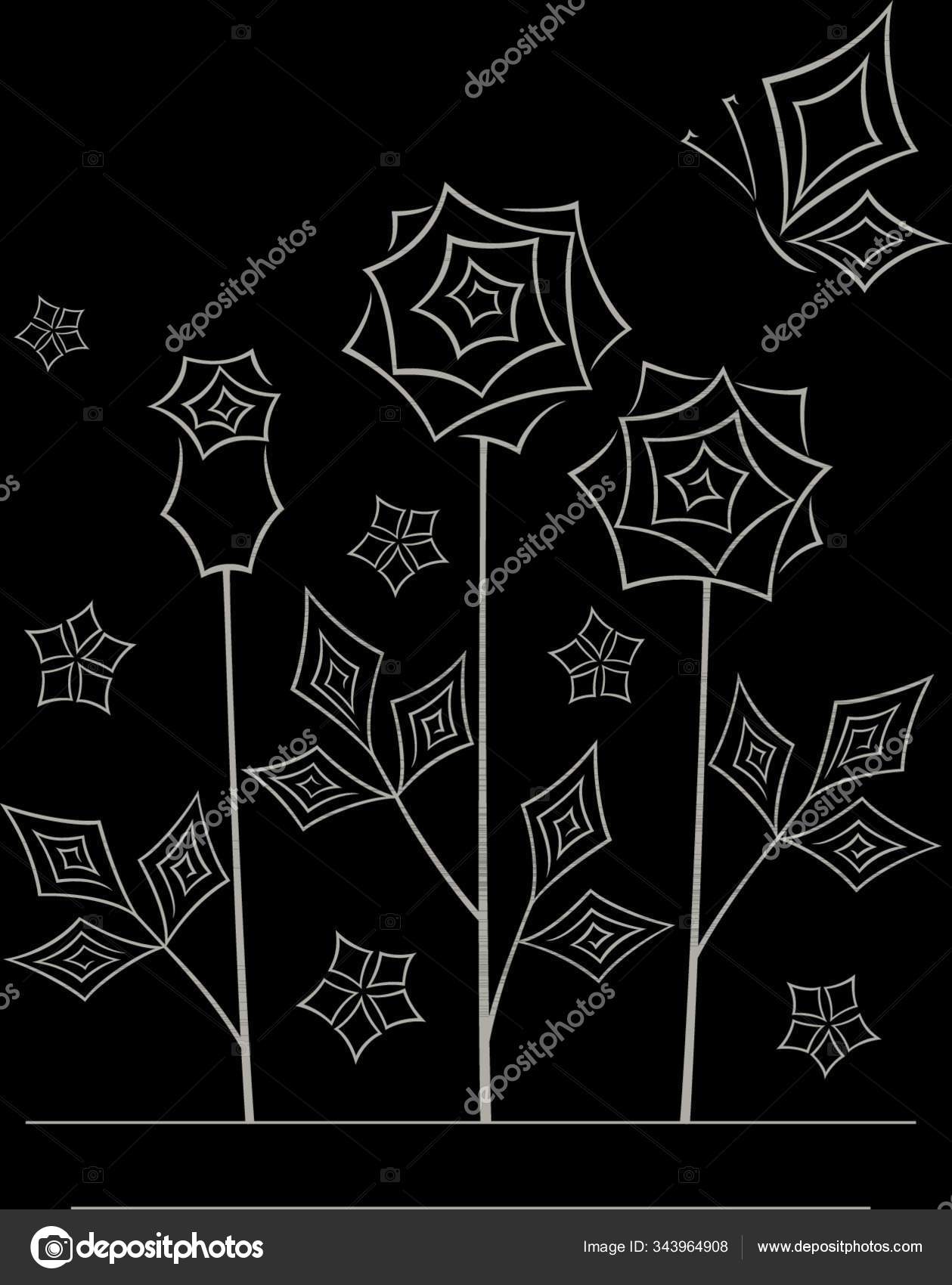 Artistic Angular Flower Line Art Oriental Style Card Stock Vector Image ...