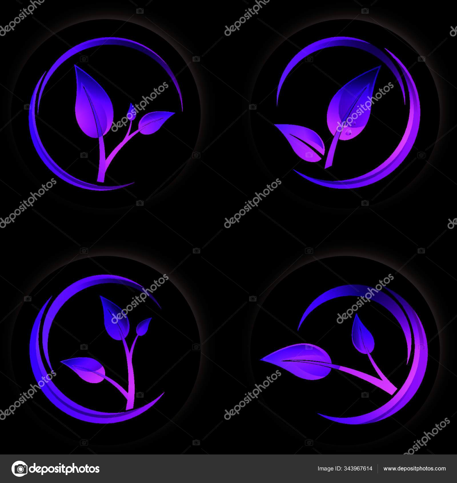 Green Sprout Leaf Different Designs Collection White Stock Vector Image ...