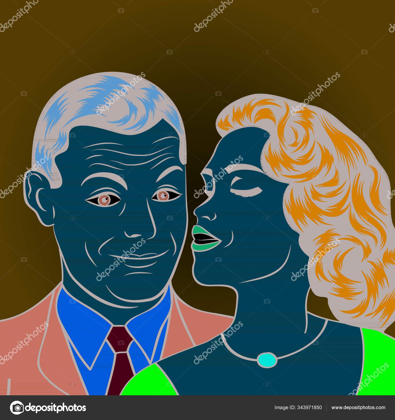 Man Woman Love Couple Pop Art Comic Style Vector Illustration Stock