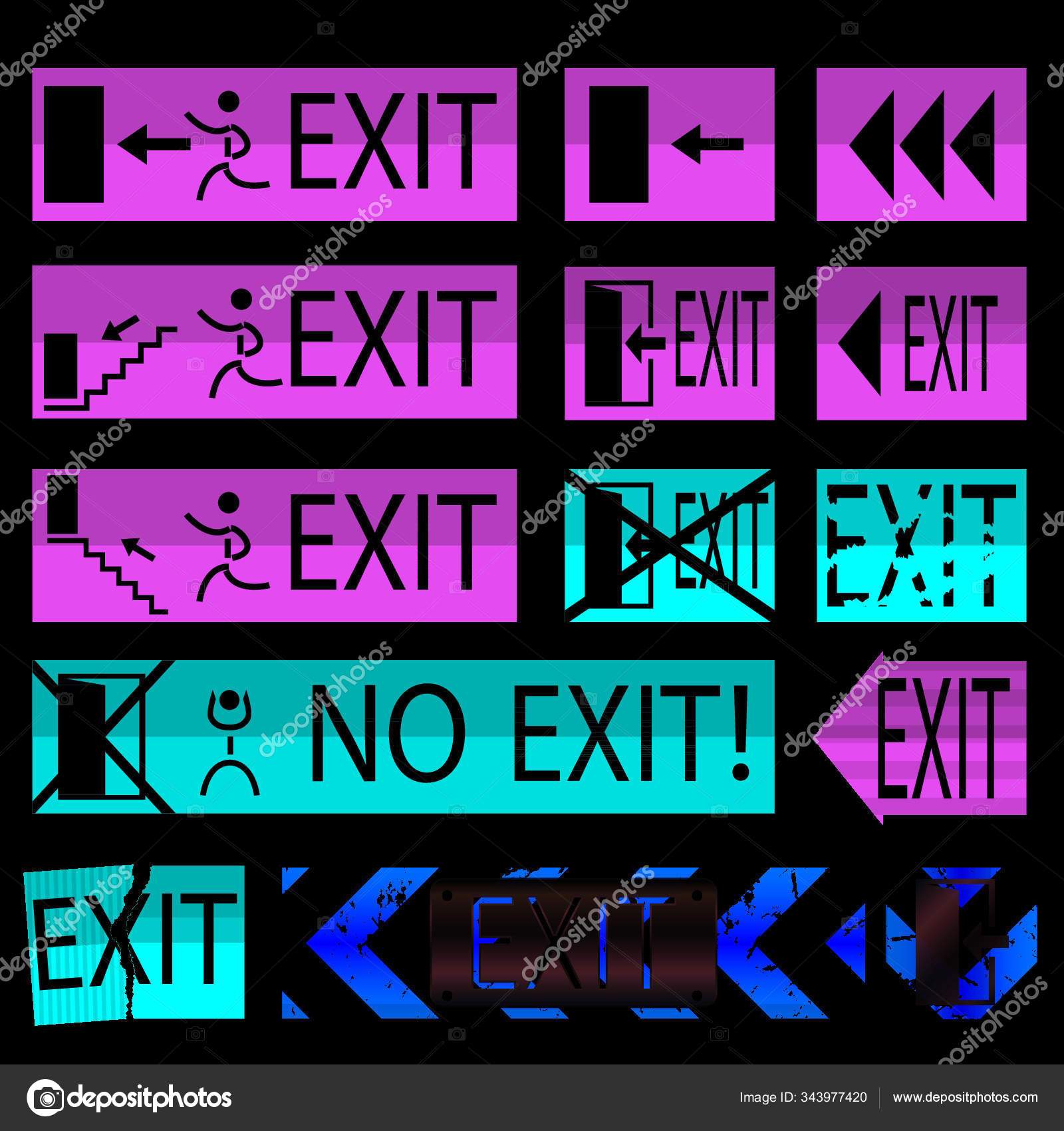 Various Exit Sign Designs Glow Grunge Effect Stock Vector by ©YAYImages ... Various Exit Sign Designs Glow Grunge Effect Stock Vector by ©YAYImages ...
