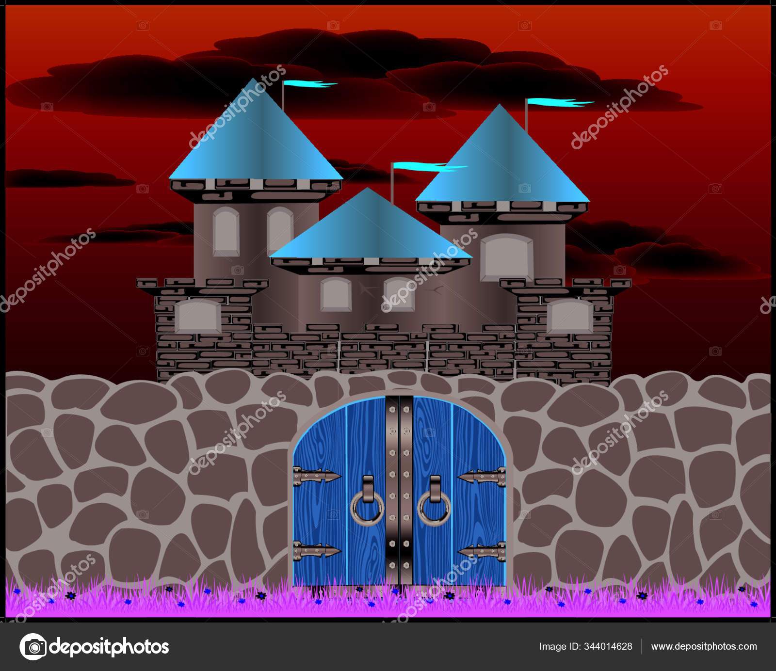 Illustration Stone Wall Old Lock Background Sky Stock Vector Image by ...