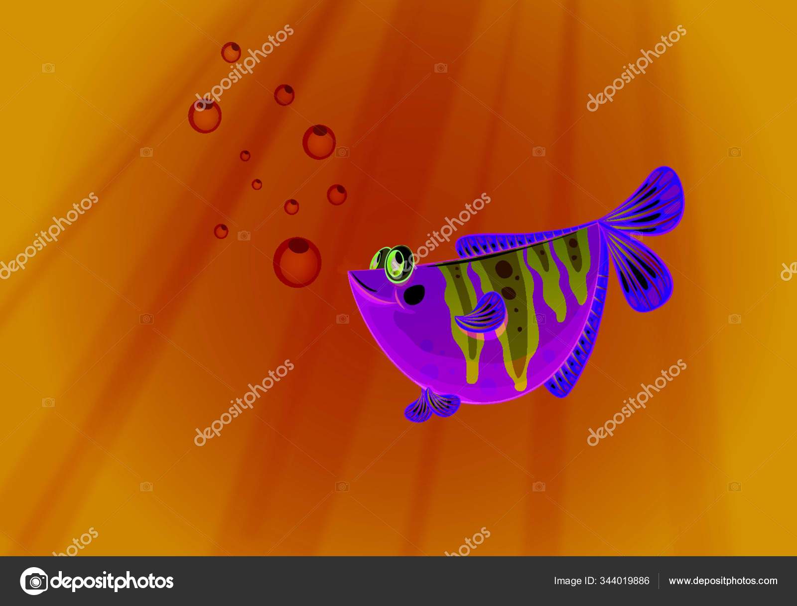 Illustration Green Fish Sea Stock Vector by ©YAYImages 344019886