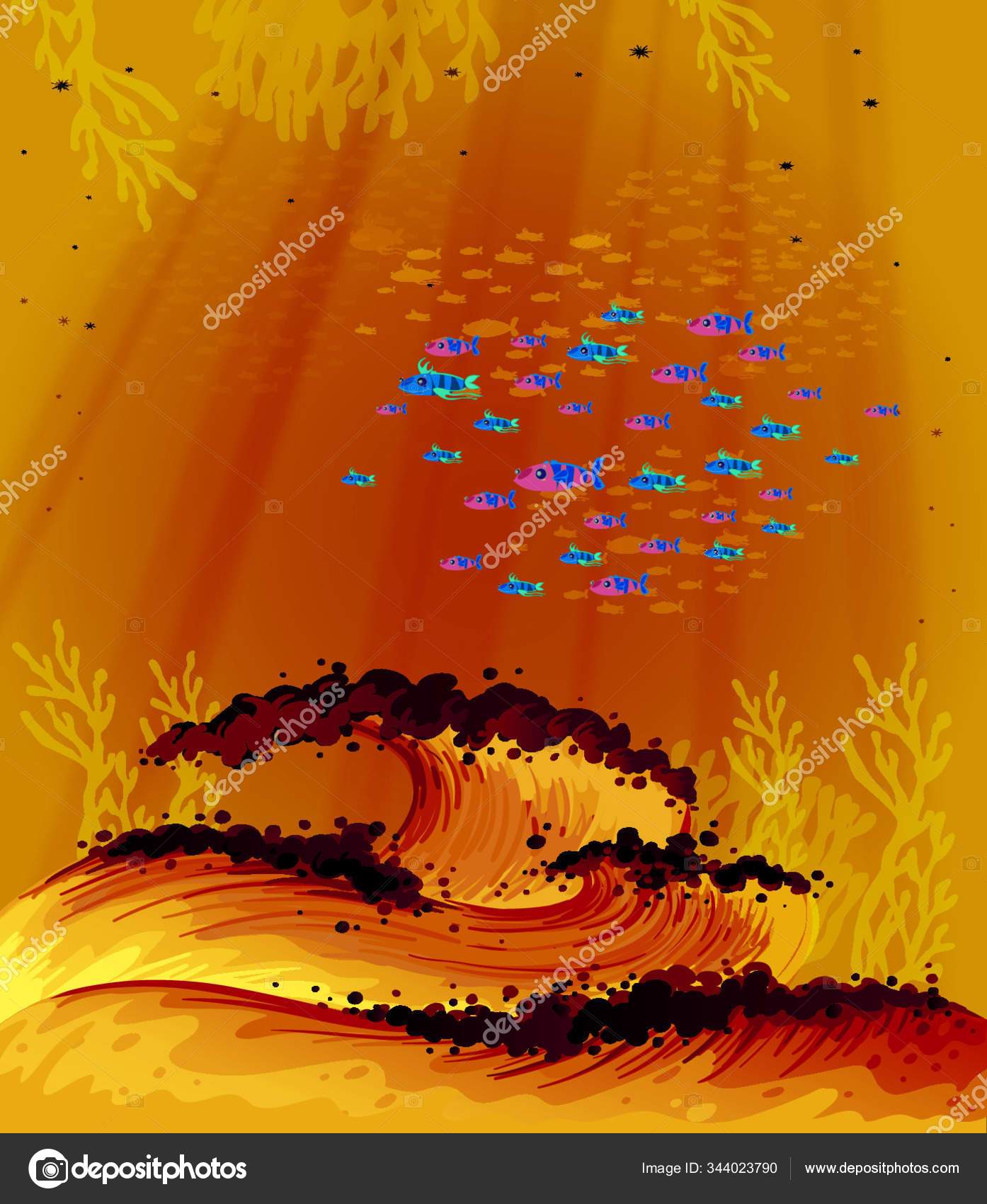 Illustration School Fish Waves Stock Vector by ©YAYImages 344023790