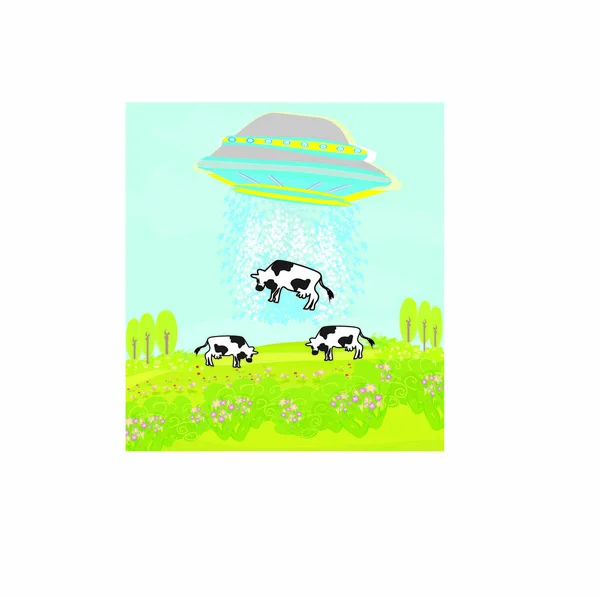 Alien cow abduction Vector Art Stock Images | Depositphotos