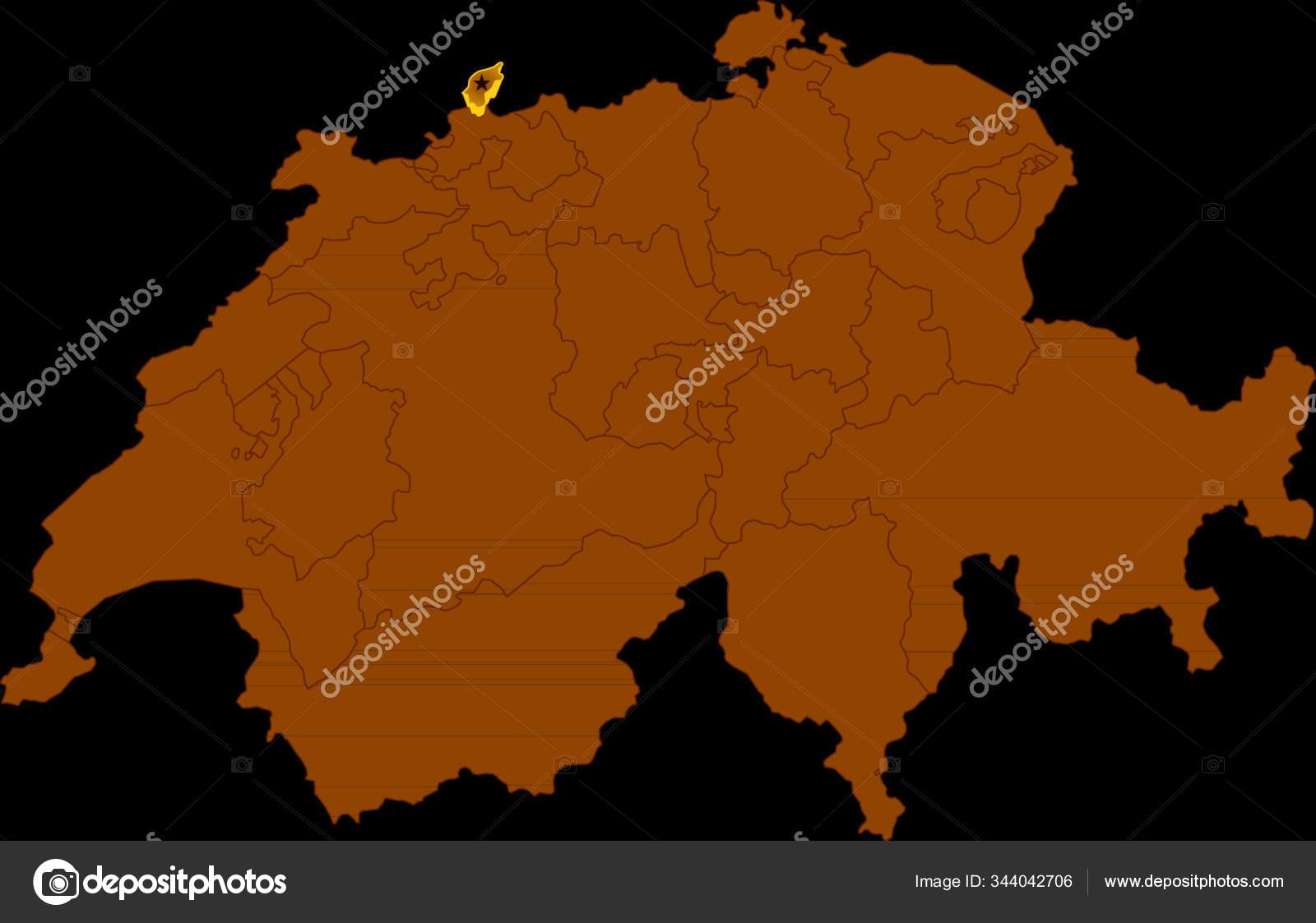 Mapa Político Suiza Con Todos Los Cantones Donde Extrae Basilea Vector ...