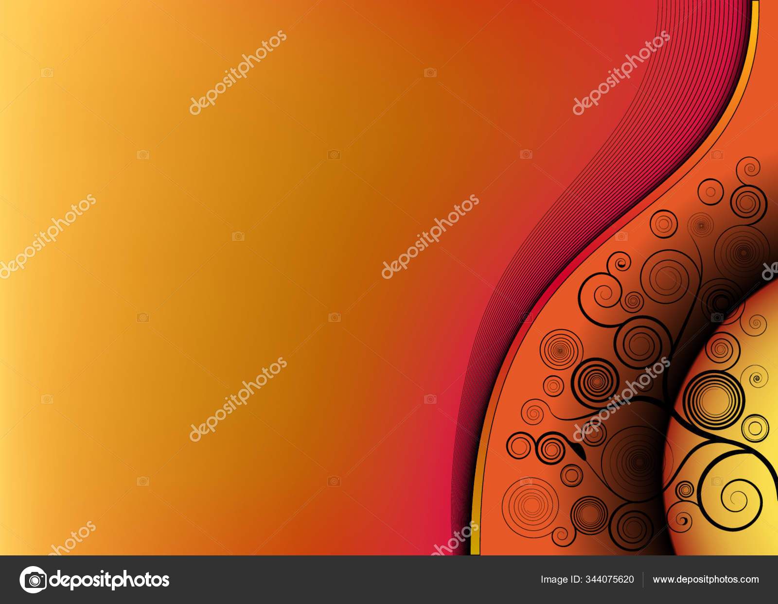 Vector Illustration Gradient Mesh Planet Corner Modern Floral Spirals ...