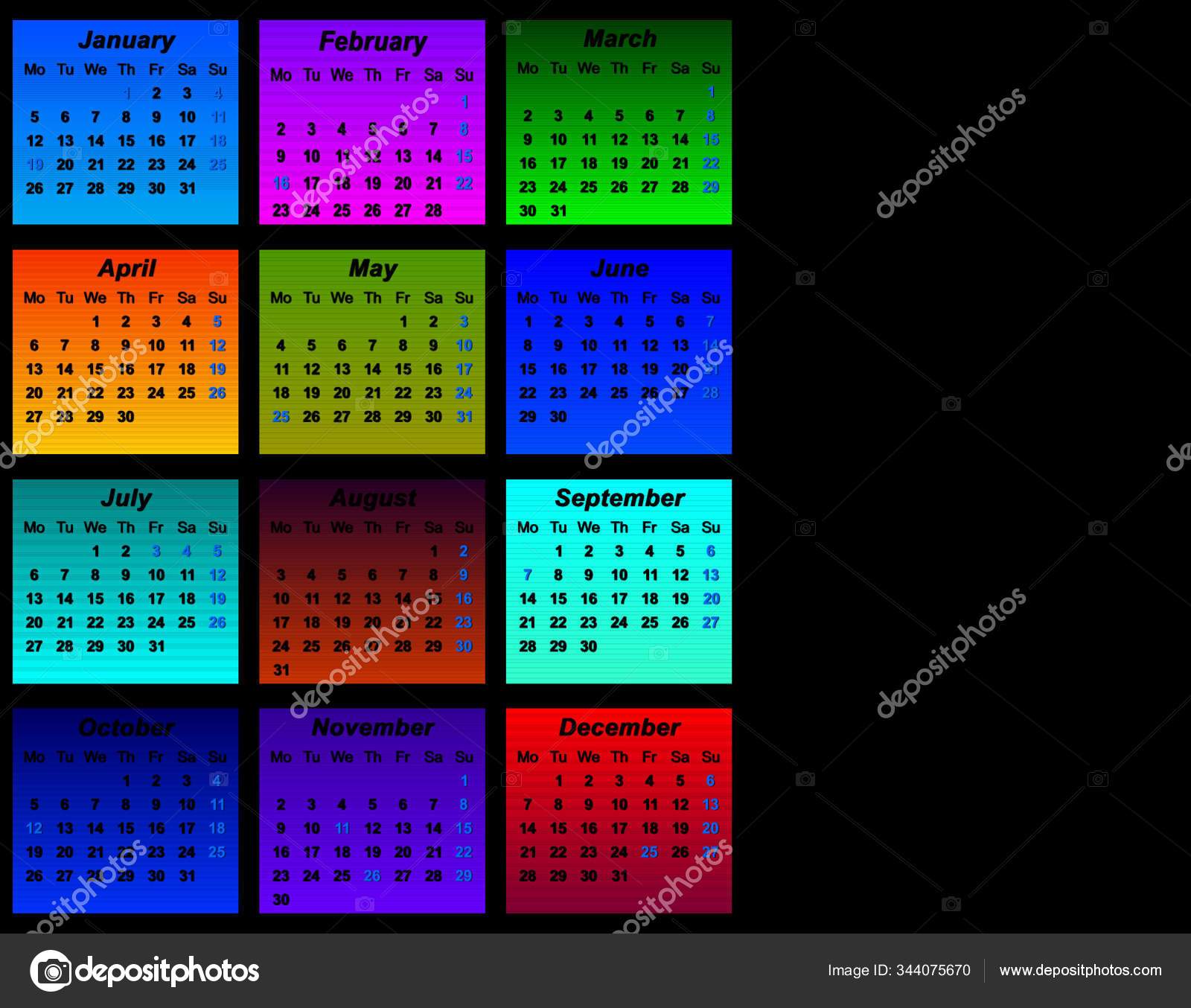 2009 Colorfull Horizontal Calendar Usa Hollidays Place Your Photo ...