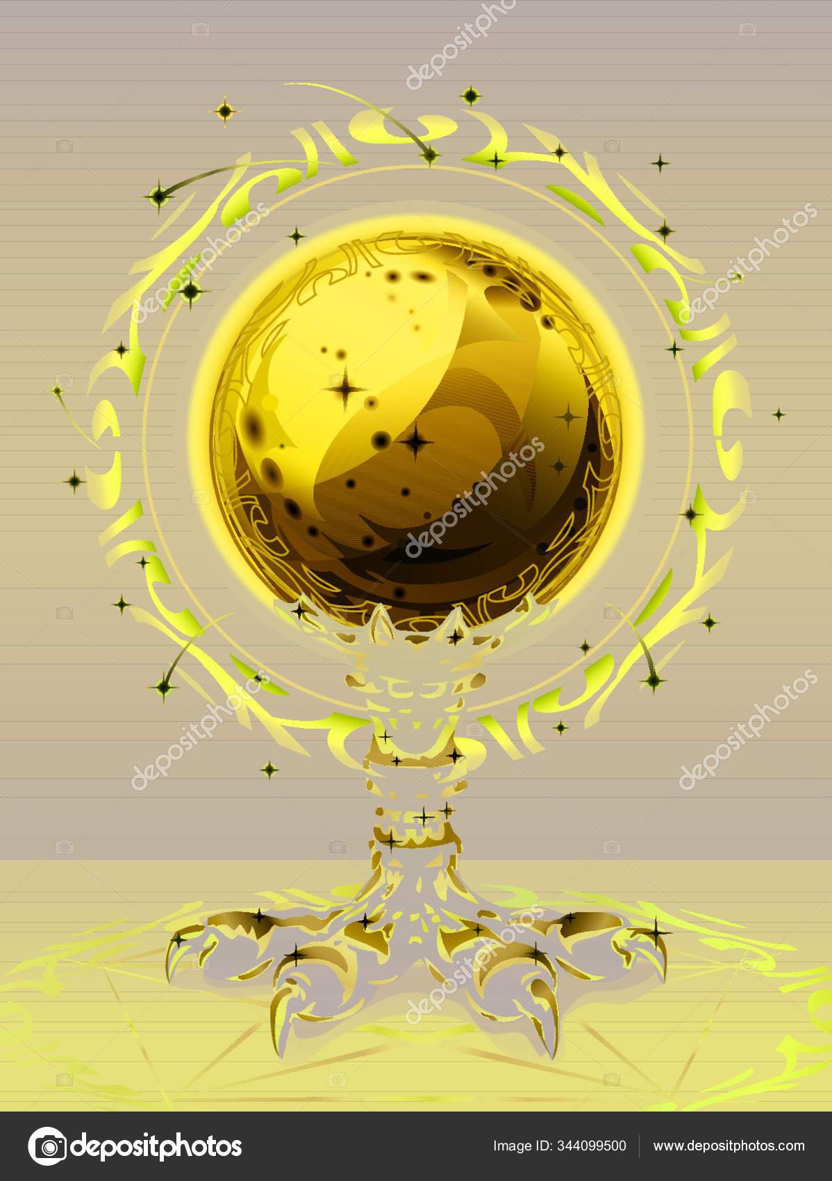 Vector Crystal Scrying Ball Held Clawed Paw Stock Vector Image by ...