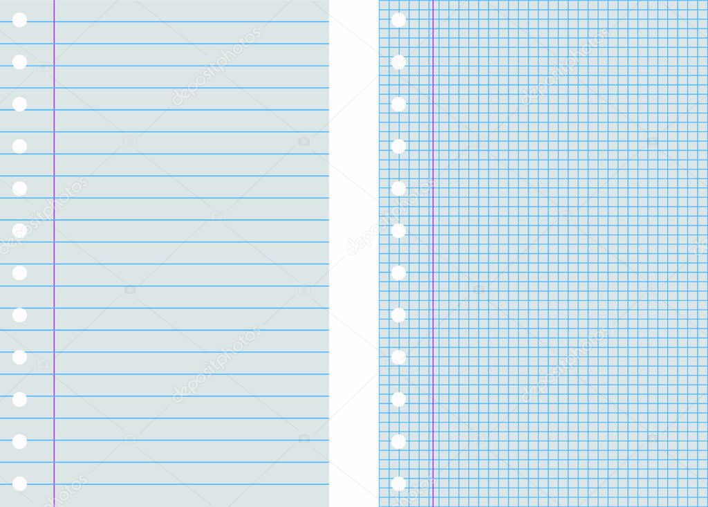 Una ilustración de una página alineada y una página de línea cuadrada ...
