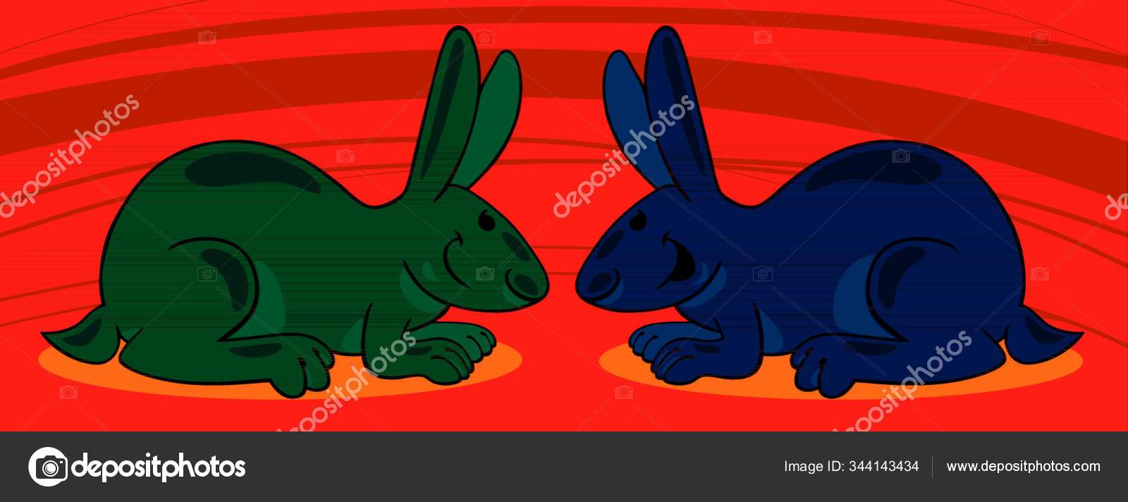 Cartoon Vector Illustration Two Cute Bunnies Stock Vector Image by ...