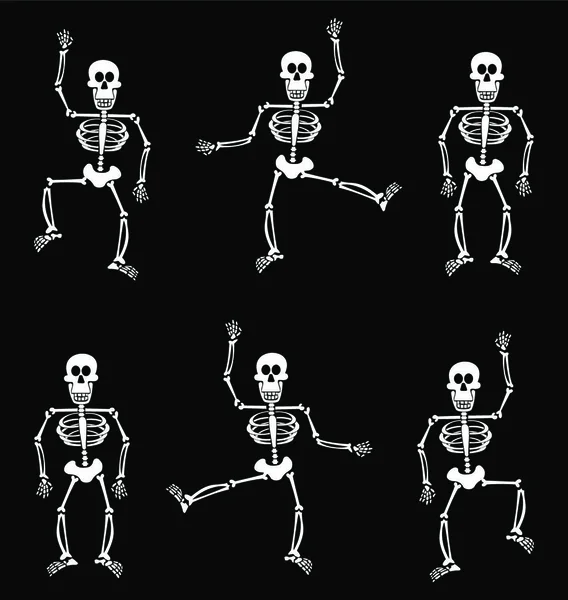 Halloween skeletons dancing on black bac Stock Vector Image by ...