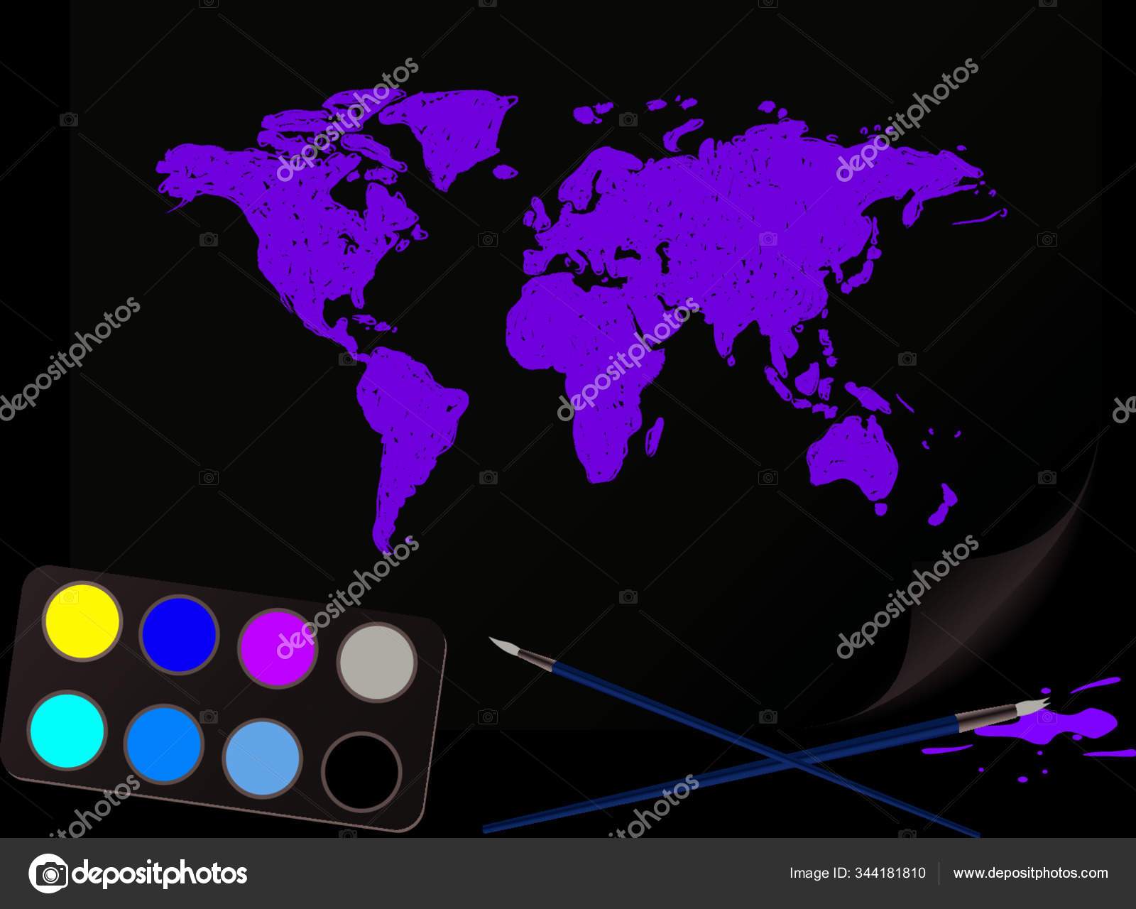 Drawing Green Map Brush White Paper Stock Vector by ©YAYImages 344181810