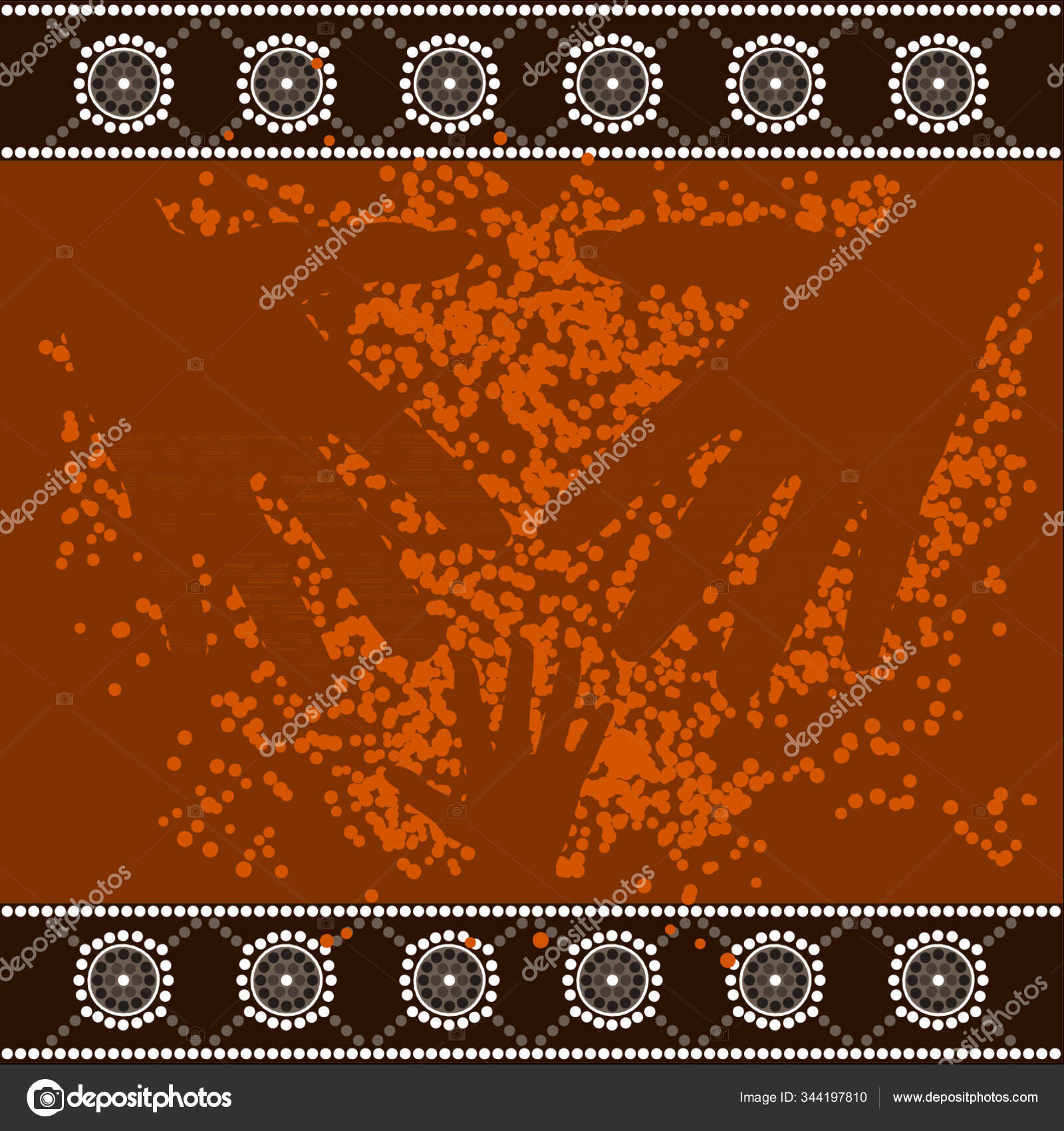 Illustration Based Aboriginal Style Dot Painting Depicting Hands Stock ...