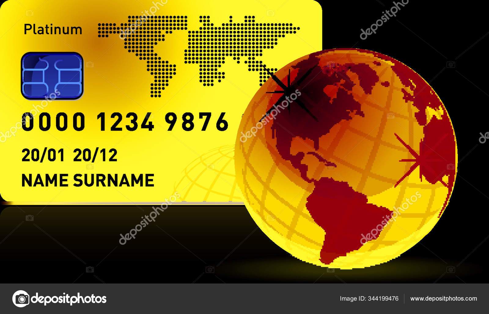 Internet Banking Credit Card World Map Globe Payment Concept Stock ...